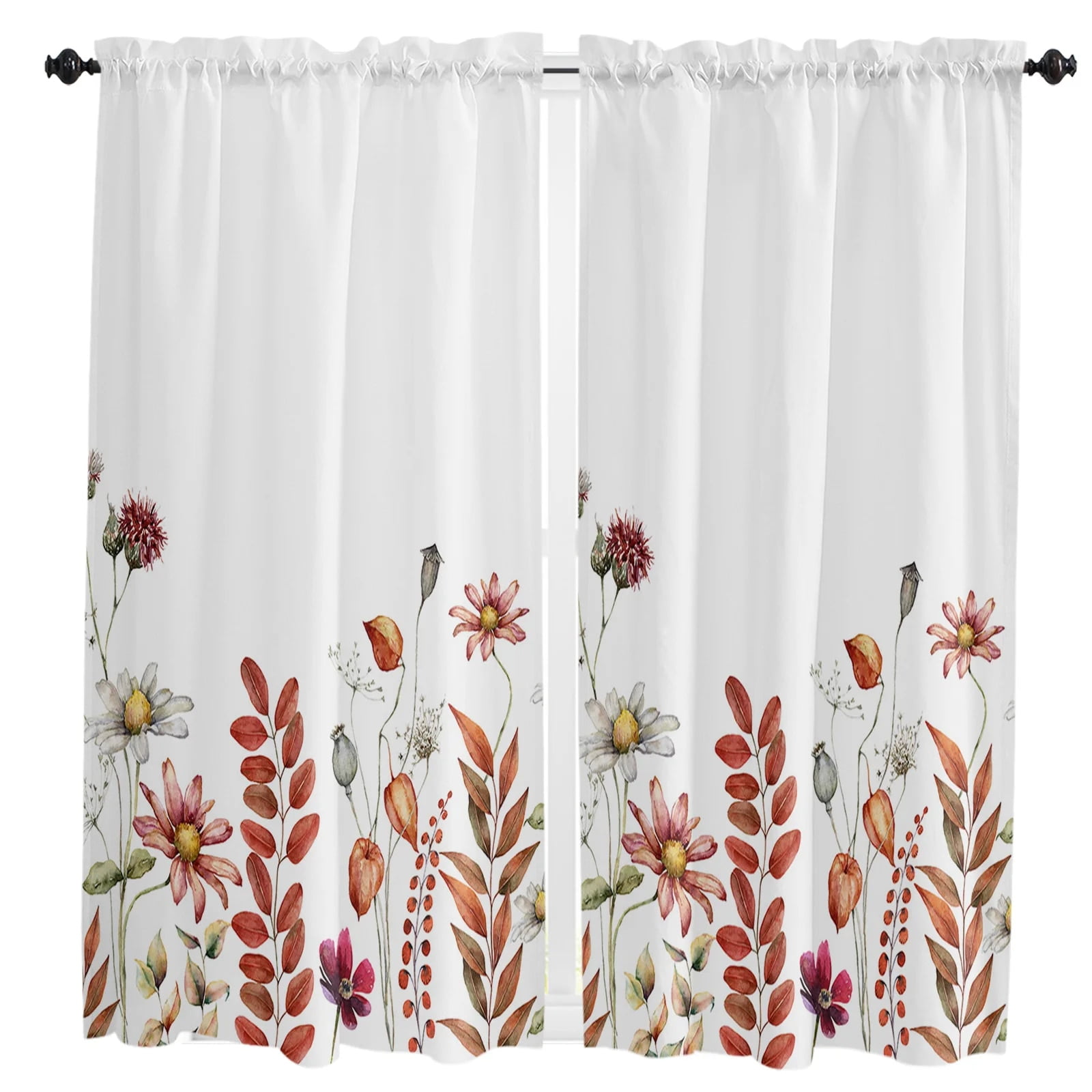 Daisy Waterdrop Wood Grain Curtains For Living Room Kitchen Curtain ...