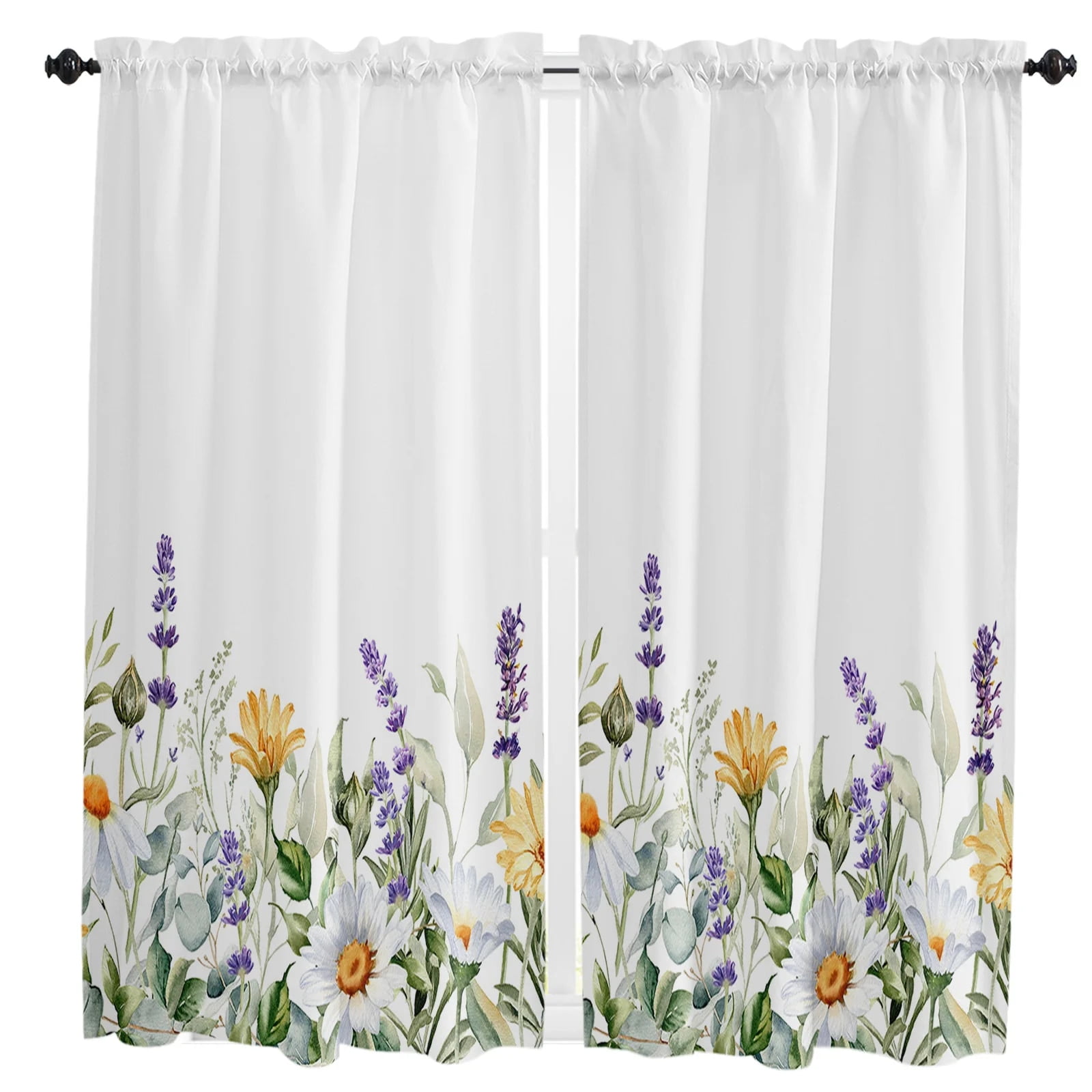 Daisy Waterdrop Wood Grain Curtains For Living Room Kitchen Curtain ...