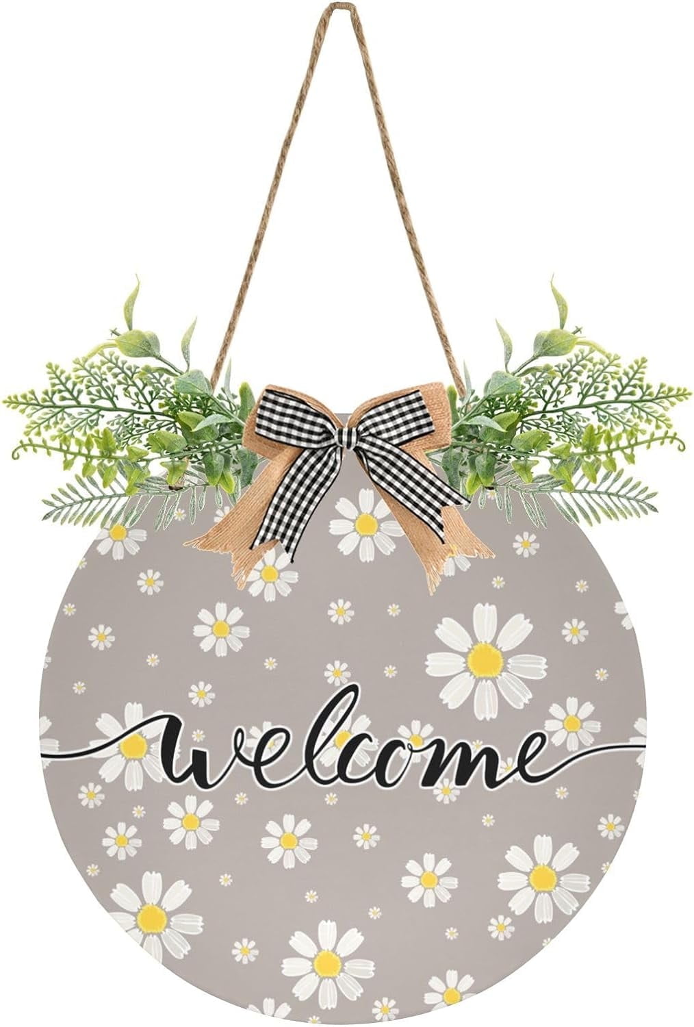 Daisy Welcome Sign Farmhouse Front Porch Door Hanging Welcome Wreath ...