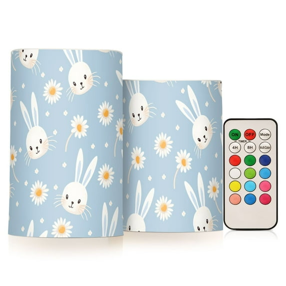 Daisy White Rabbit Pattern Flameless LED Candle Set with Remote ...