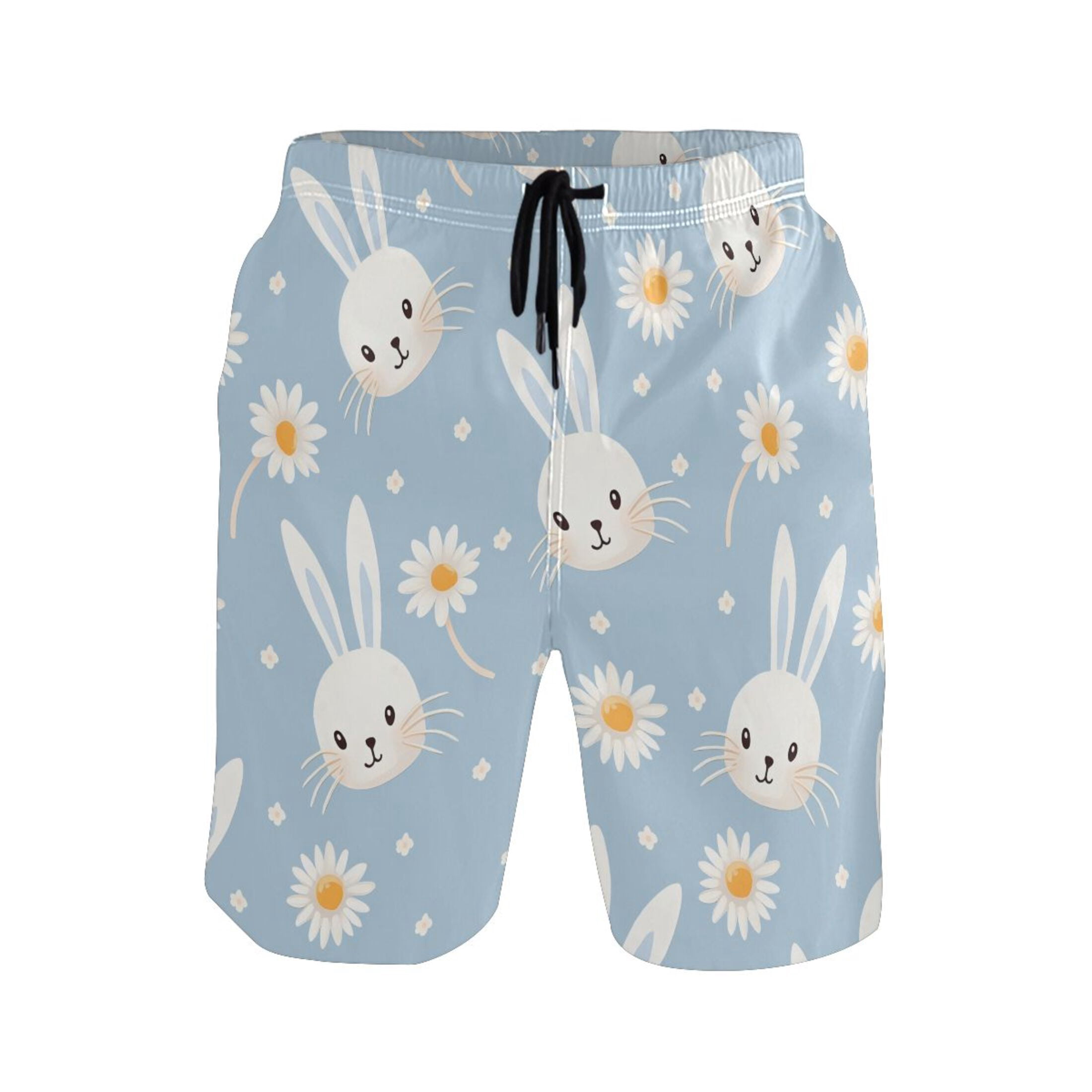 Daisy White Rabbit Pattern Mens Swim Trunks Quick Dry Board Shorts ...