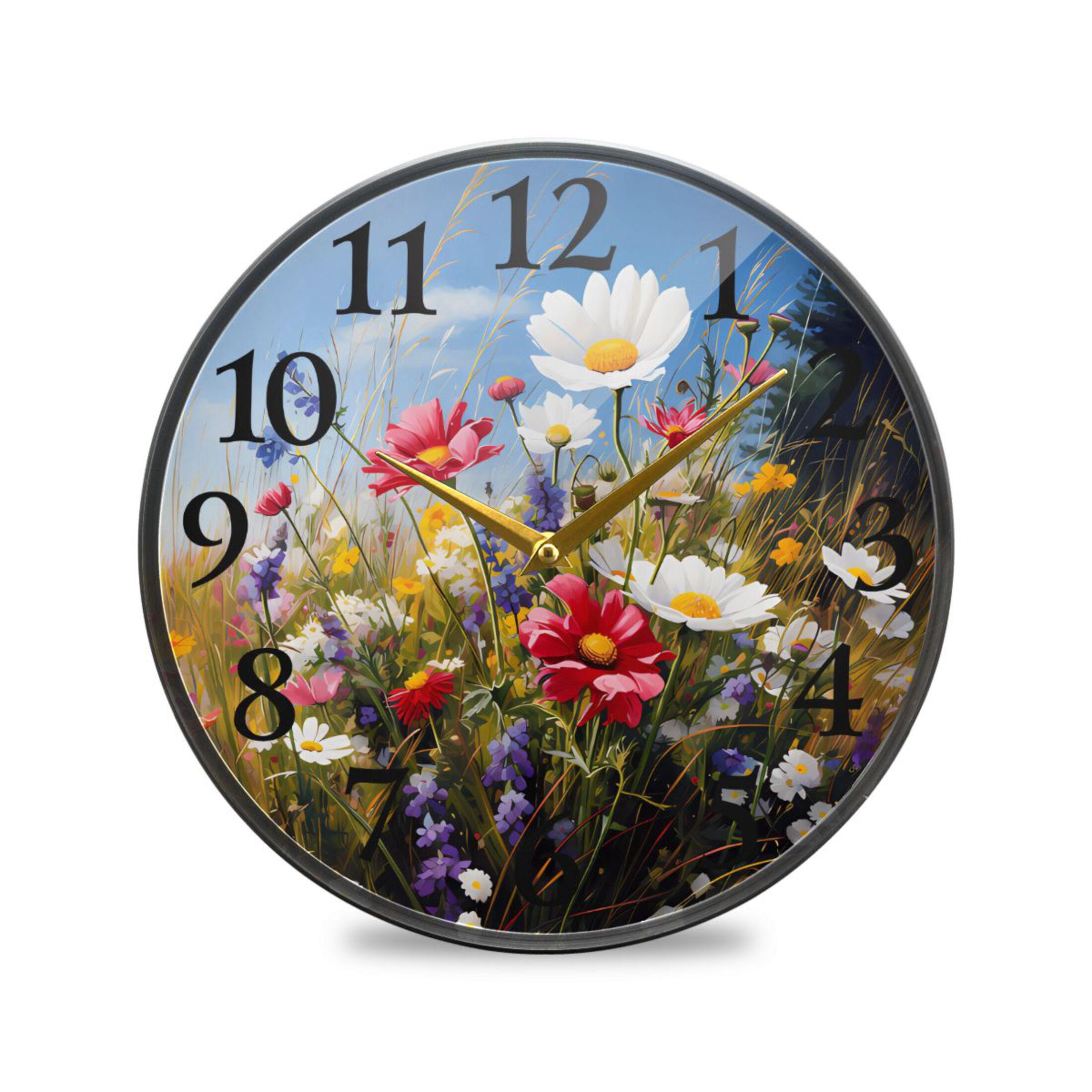 Daisy Wild Flower Wall Clocks Battery Operated 11.9 Inch Round Clock ...
