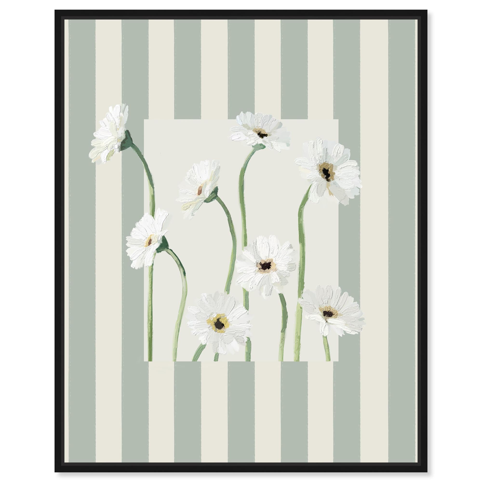 Daisy Window Canvas Print Boho Floral Wall Art by Notoriart, Black ...