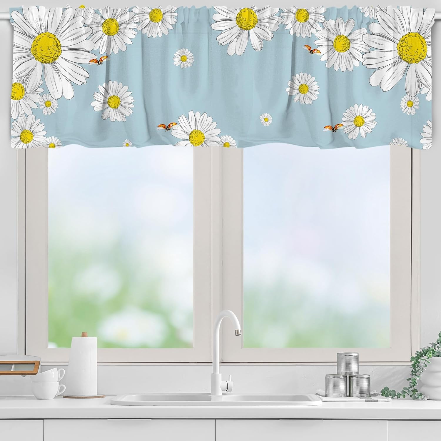 Daisy Window Valances 54x18 inch as Kitchen Decor and Spring ...