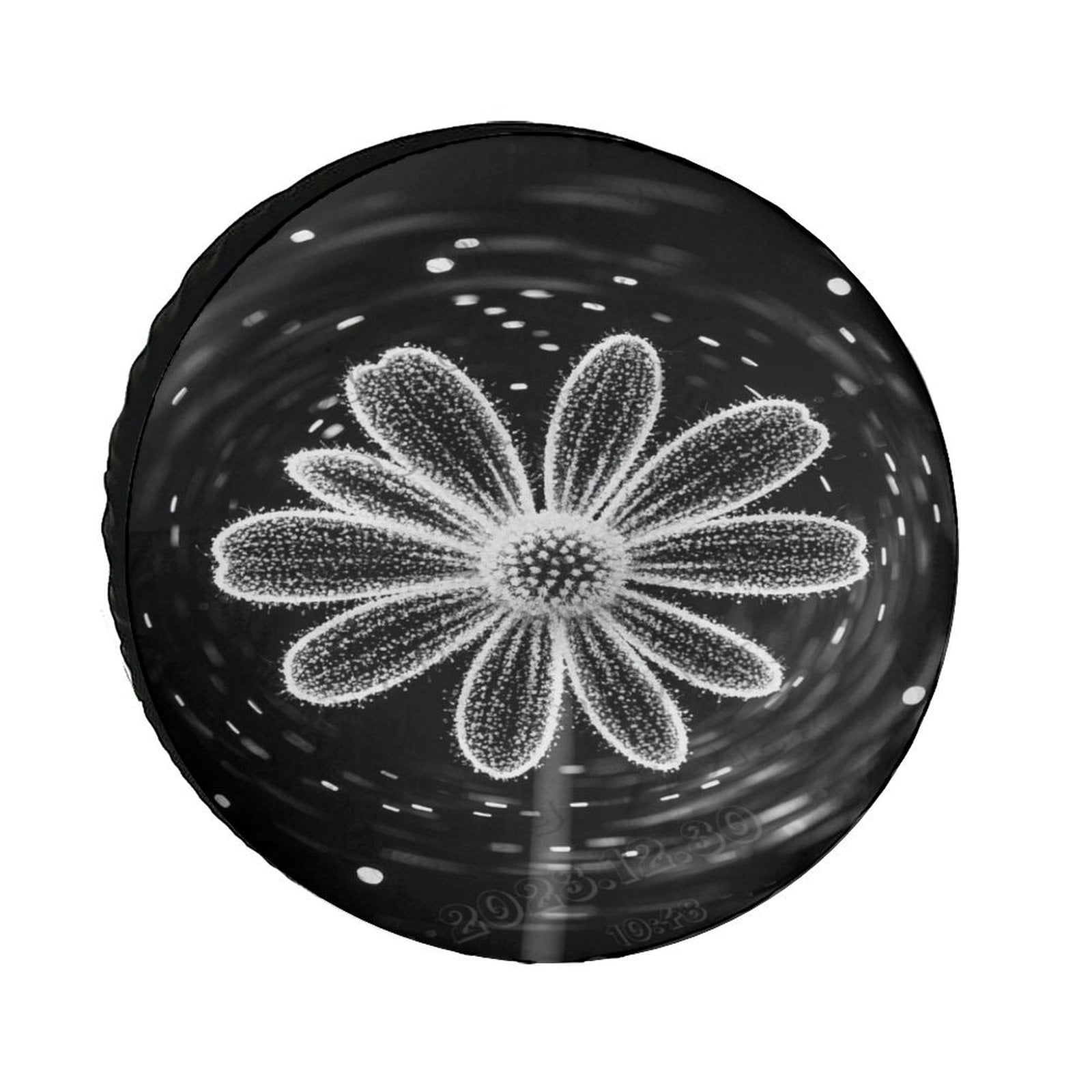 Daisy With Black Background Printed Spare Tire Cover Waterproof UV Sun ...