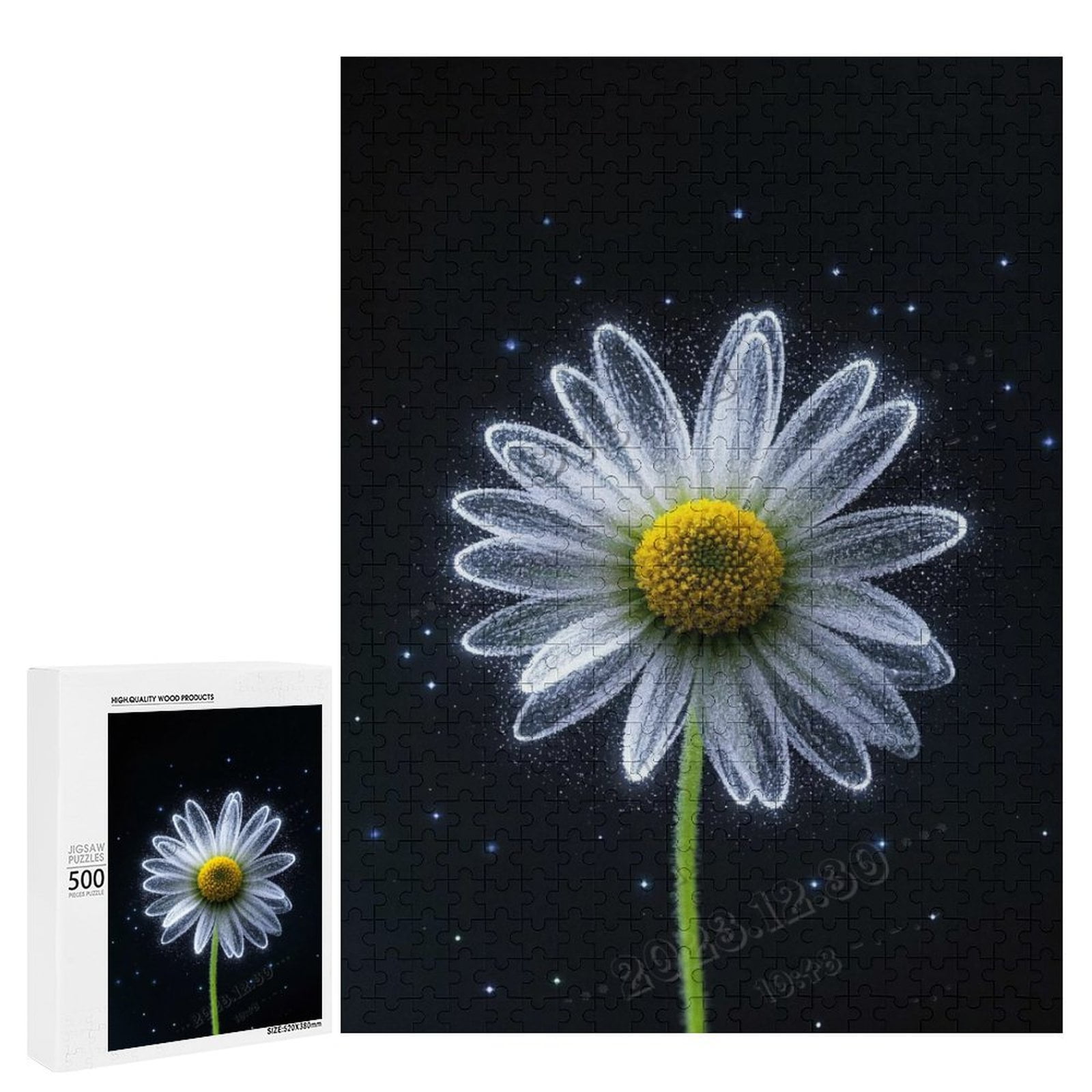 Daisy Wooden Puzzle – 500 Pieces for Adults | Beautiful White Flower on ...