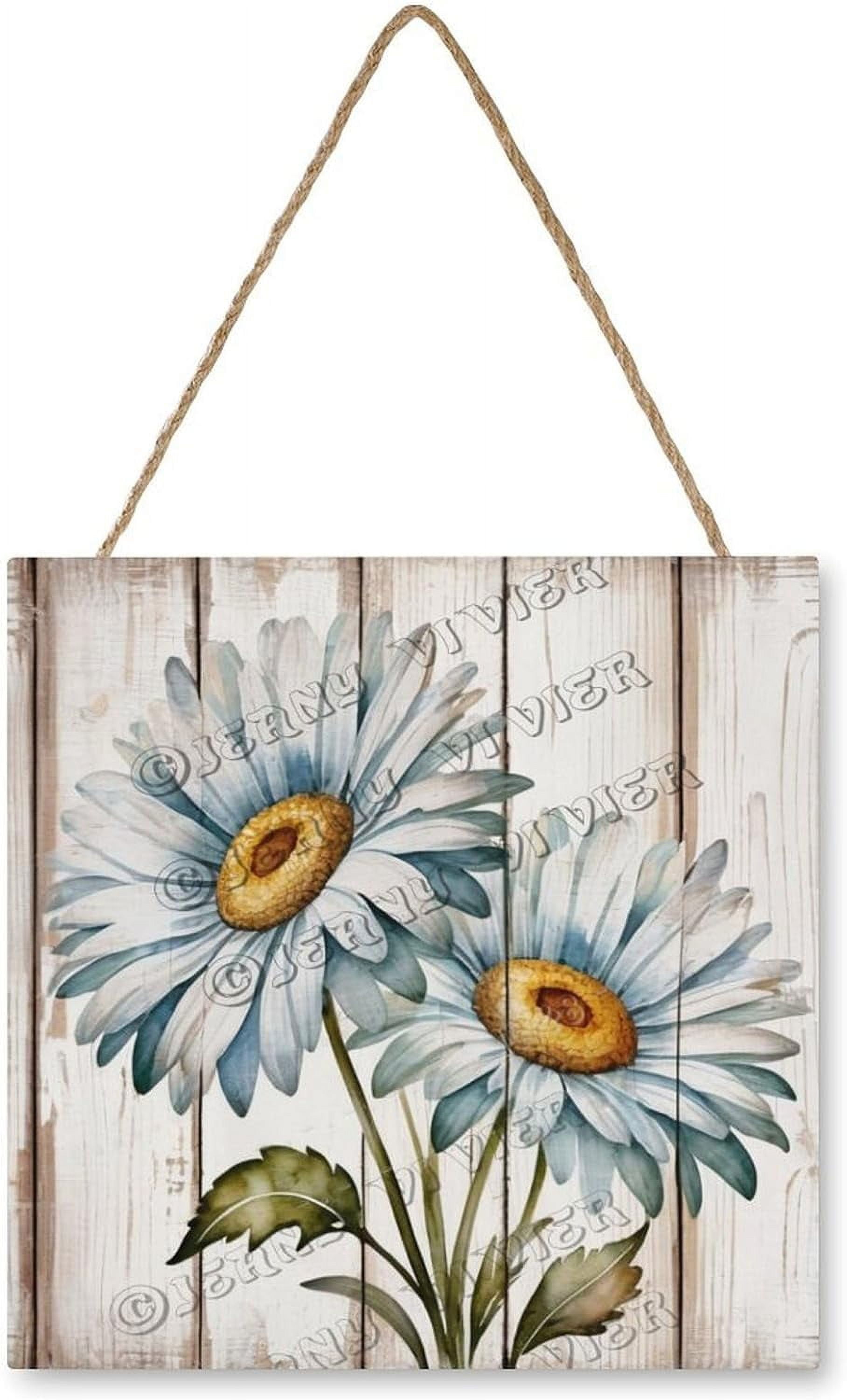 Daisy Wooden Sign MDF Hanging Wood Plaques Daisy Hanging Decoration ...