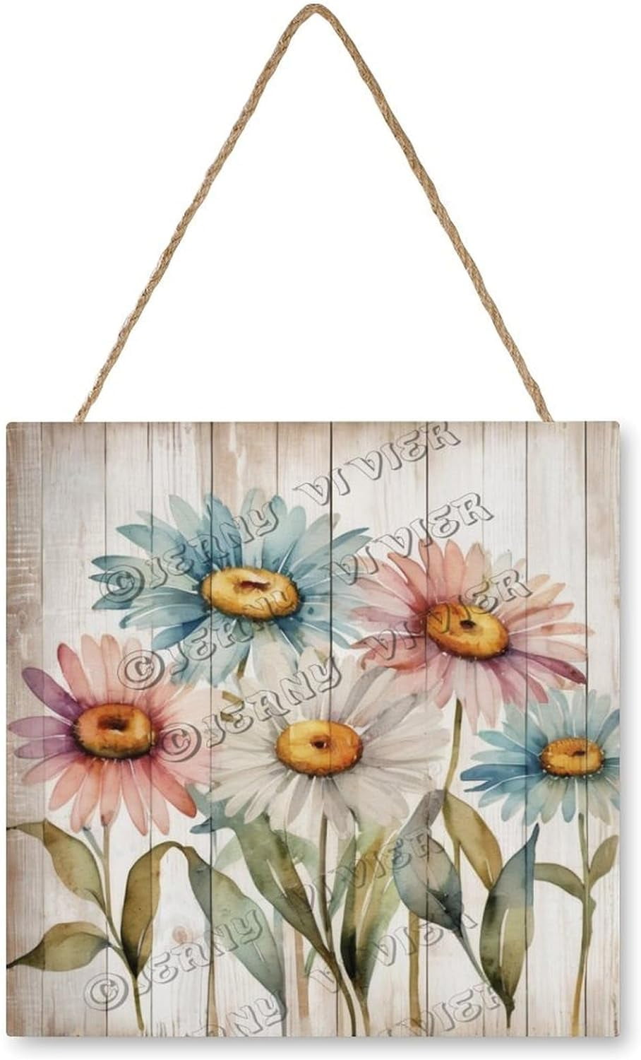 Daisy Wooden Sign MDF Hanging Wood Plaques Daisy Hanging Decoration ...