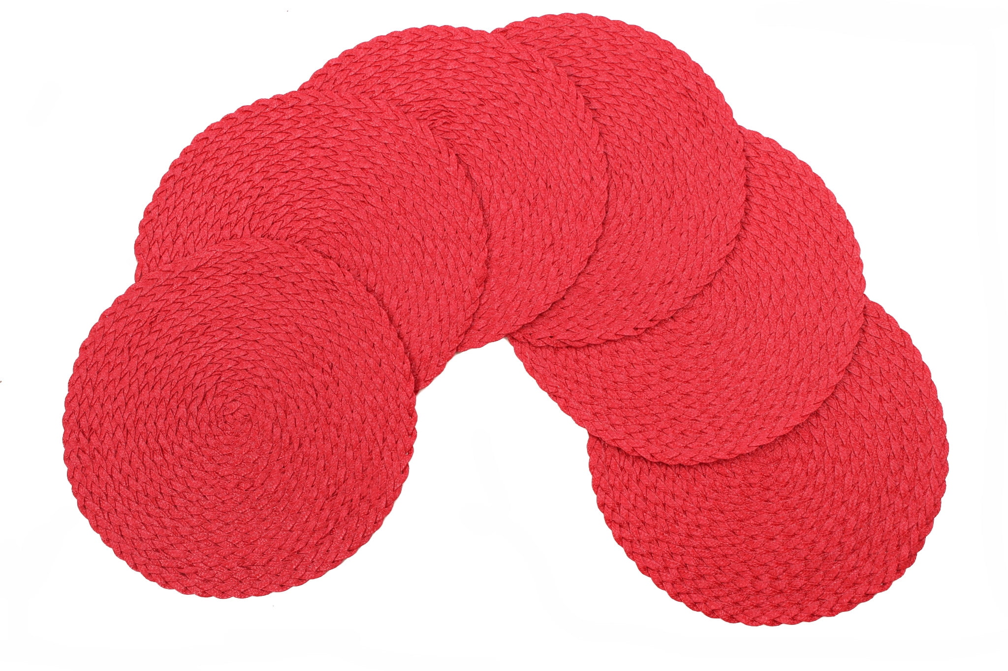 Daisy Woven Braided Table Placemats 15 Inches Round Set of 6 Non-Slip ...