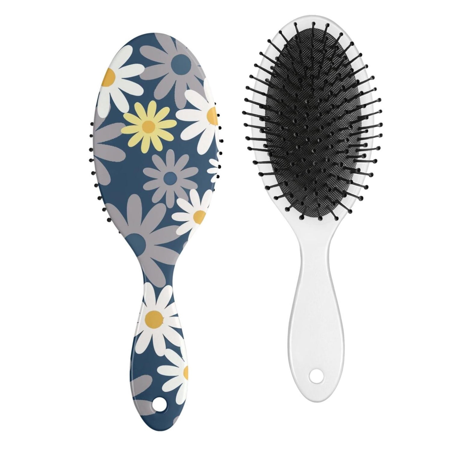 Daisy and Bee Illustration Hair Brush, Retro Floral Pattern Detangler ...