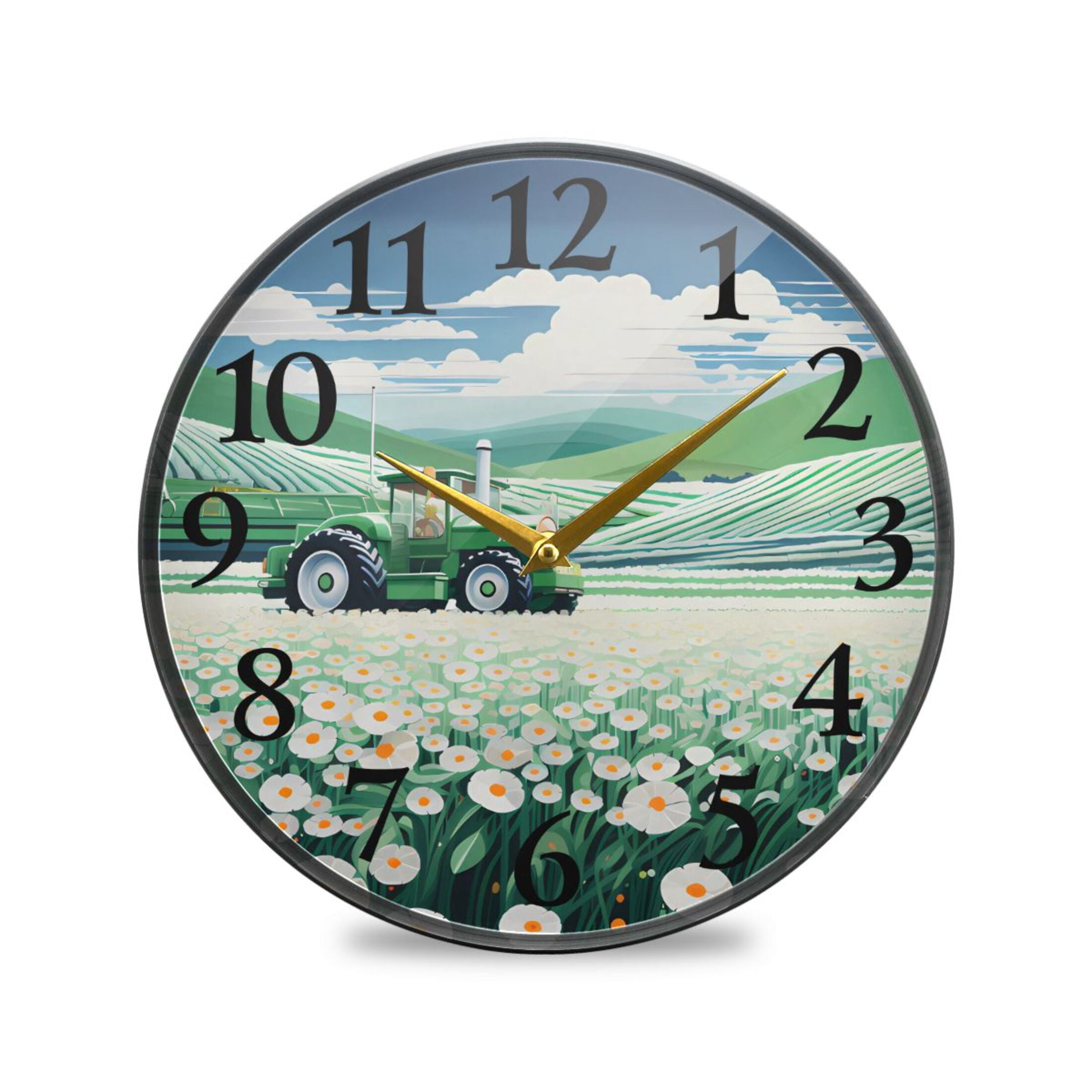 Daisy and Truck Landscape Wall Clocks Battery Operated 11.9 Inch Round ...