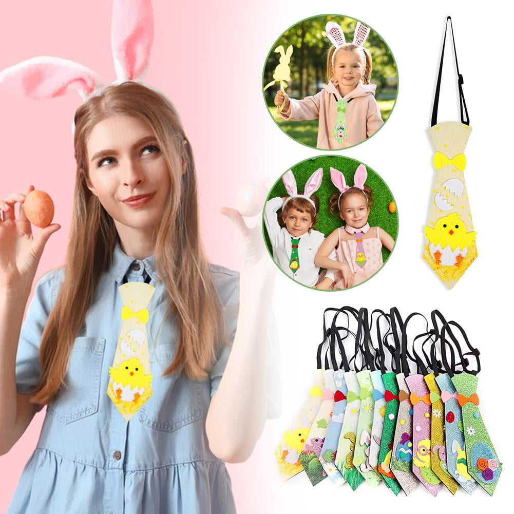 Daisy bunny tie one size new glitter cloth Easter tie adjustable children adult party decoration ...