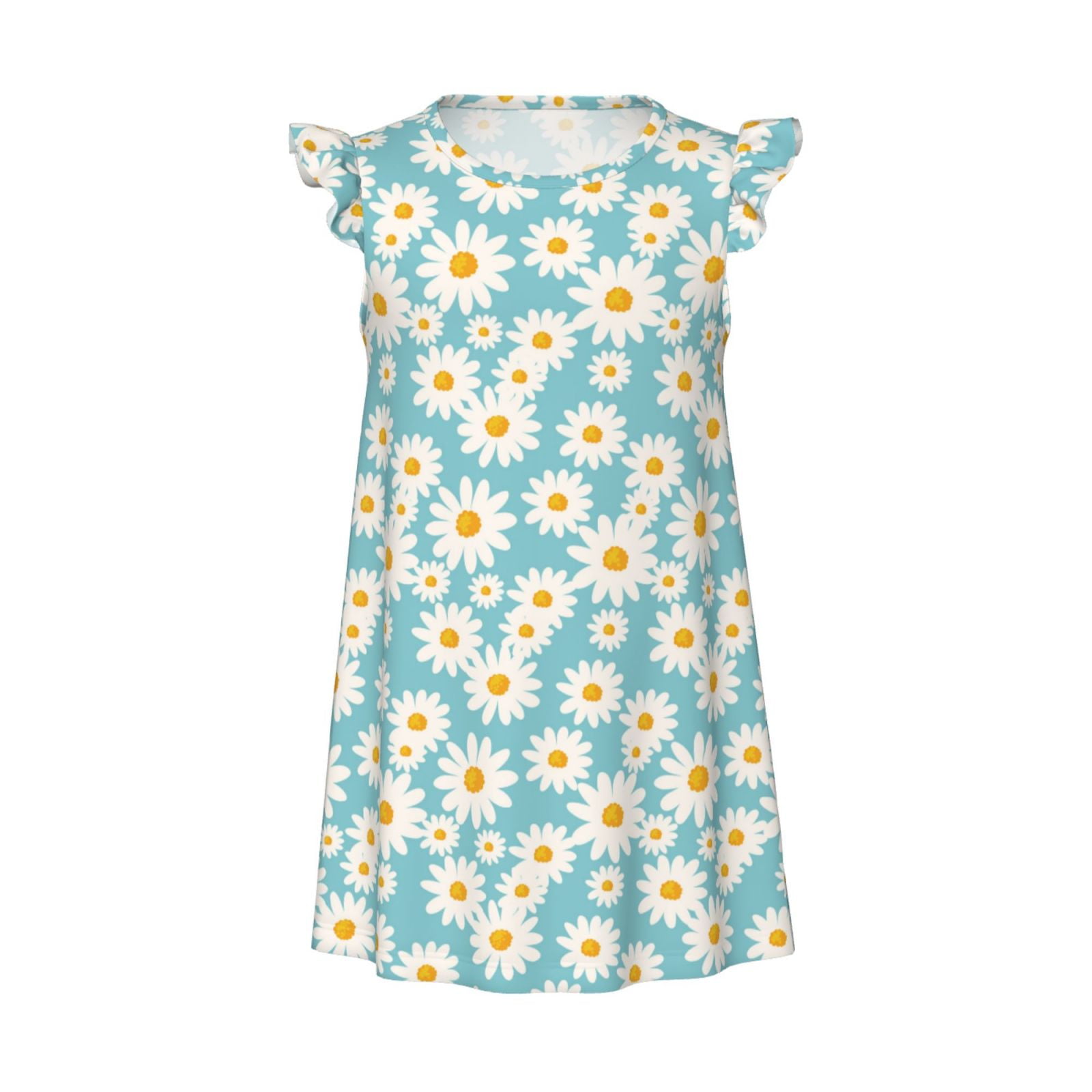 Daisy floral A Girls Nightgowns, Flutter Sleeve Pajamas Nightdress ...