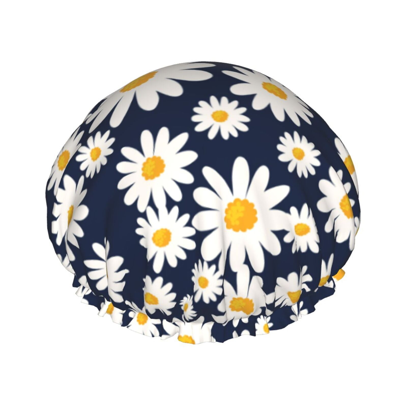 Daisy floral Shower Cap, Reusable Bath Hair Hat for all Hair Lengths ...