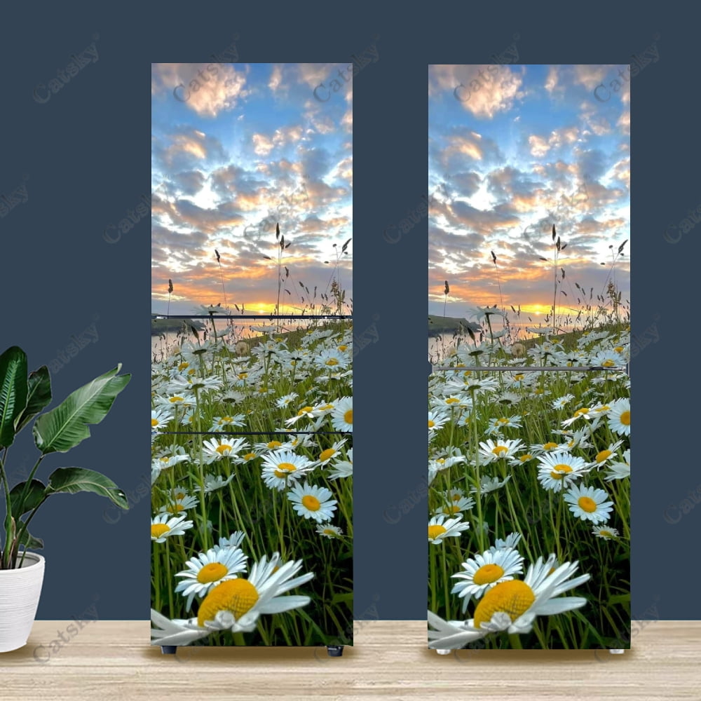 Daisy landscape flower Refrigerator Stickers Home Decor Kitchen Murals ...