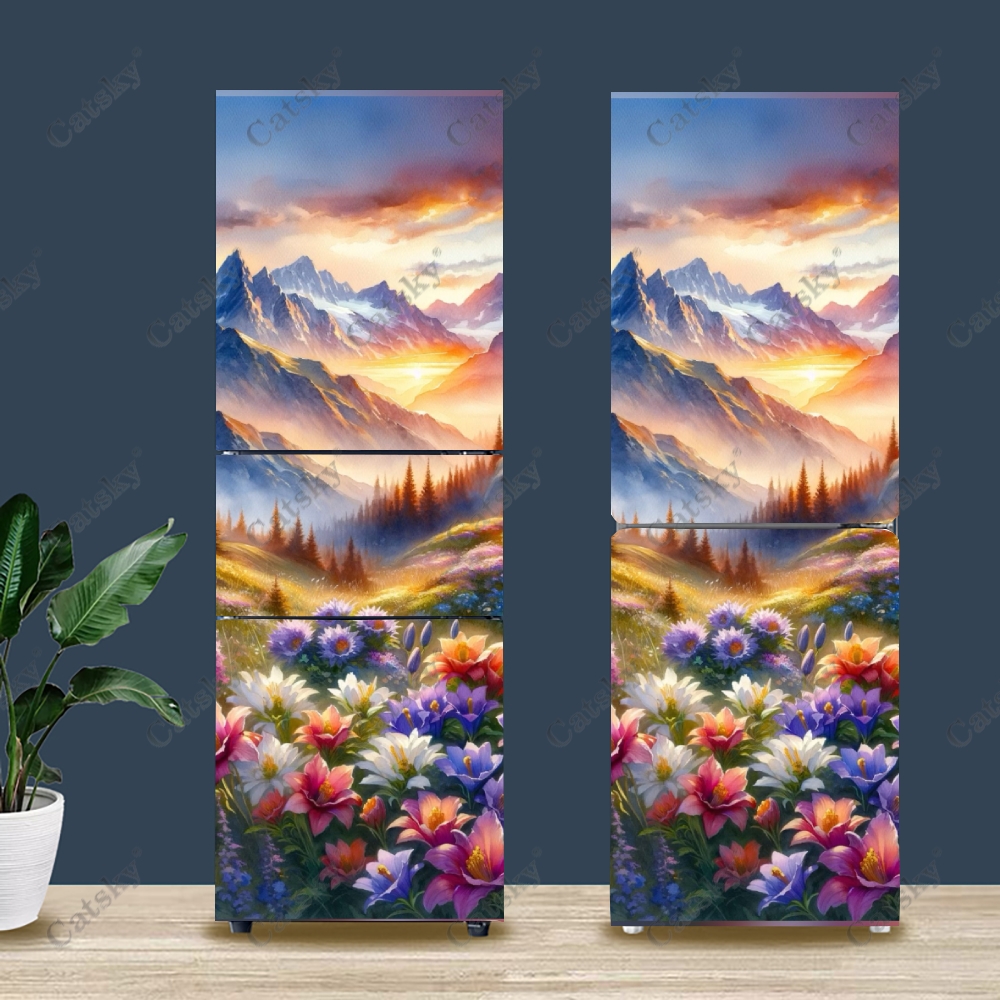 Daisy landscape flower Refrigerator Stickers Home Decor Kitchen Murals ...