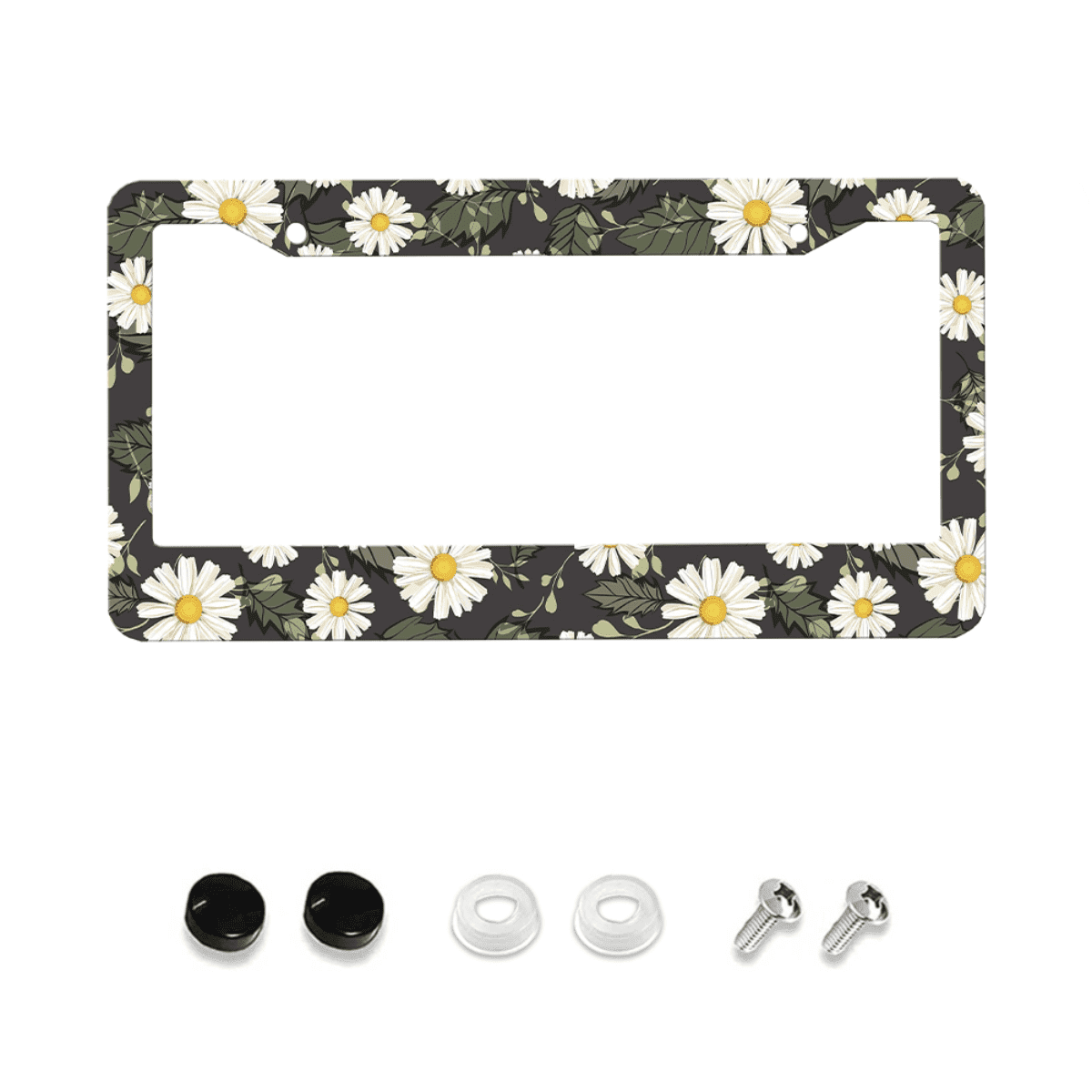 Daisy license plate holder, white floral license plate holder, colored ...
