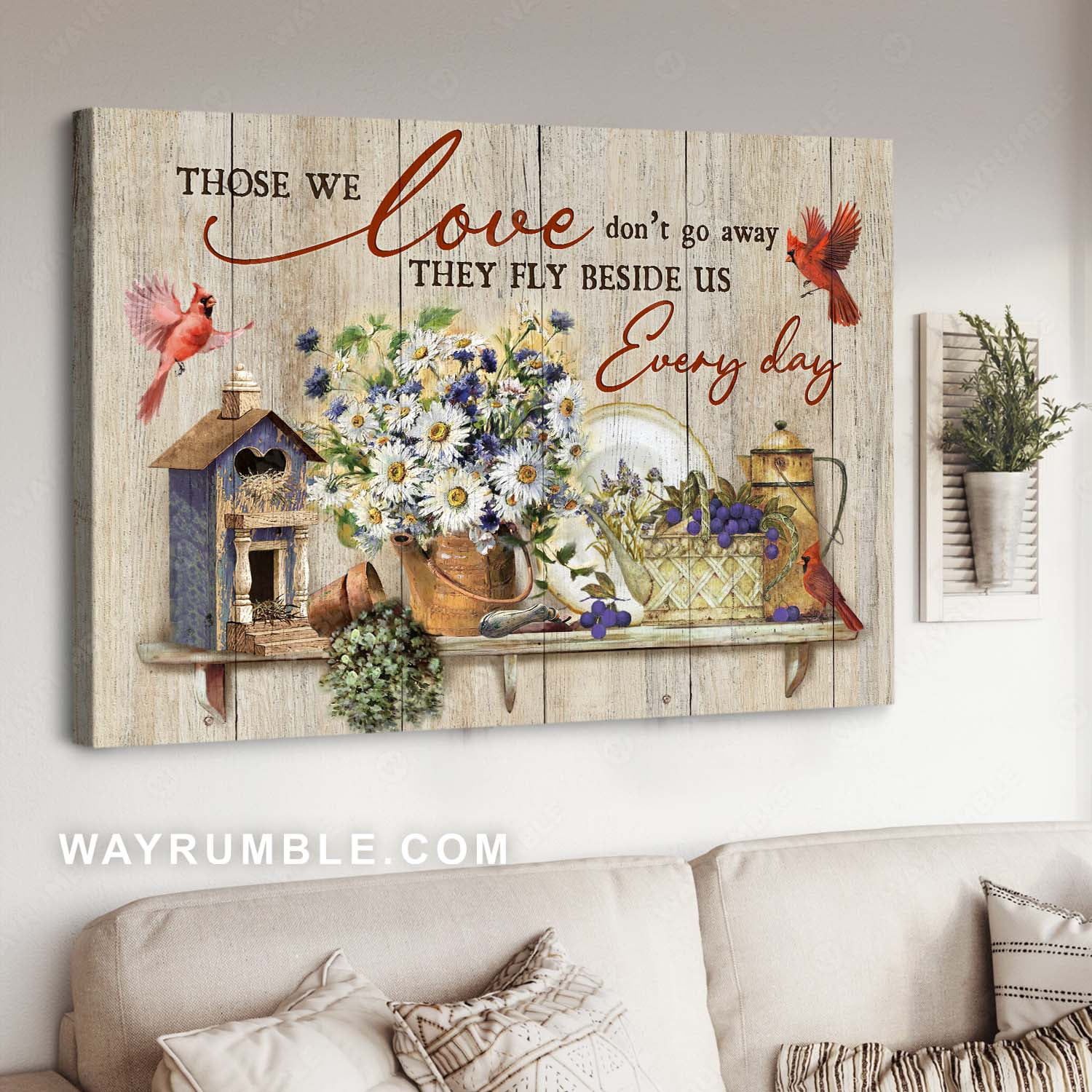 Daisy vase, Red cardinal, Vintage room, Those we love don't go away ...