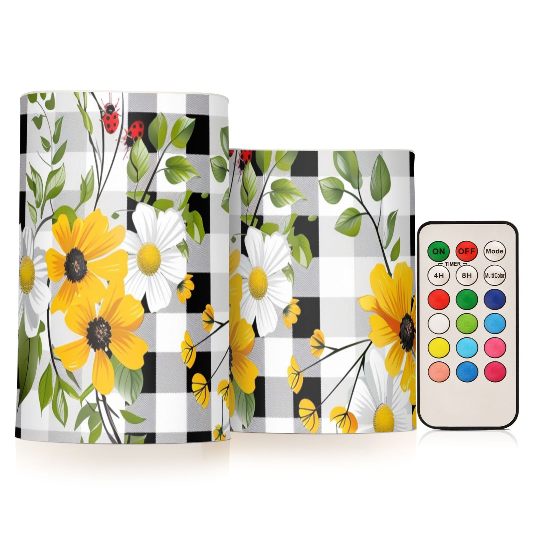 Daisy with Insects Flameless Candles with Remote Timer LED Battery ...