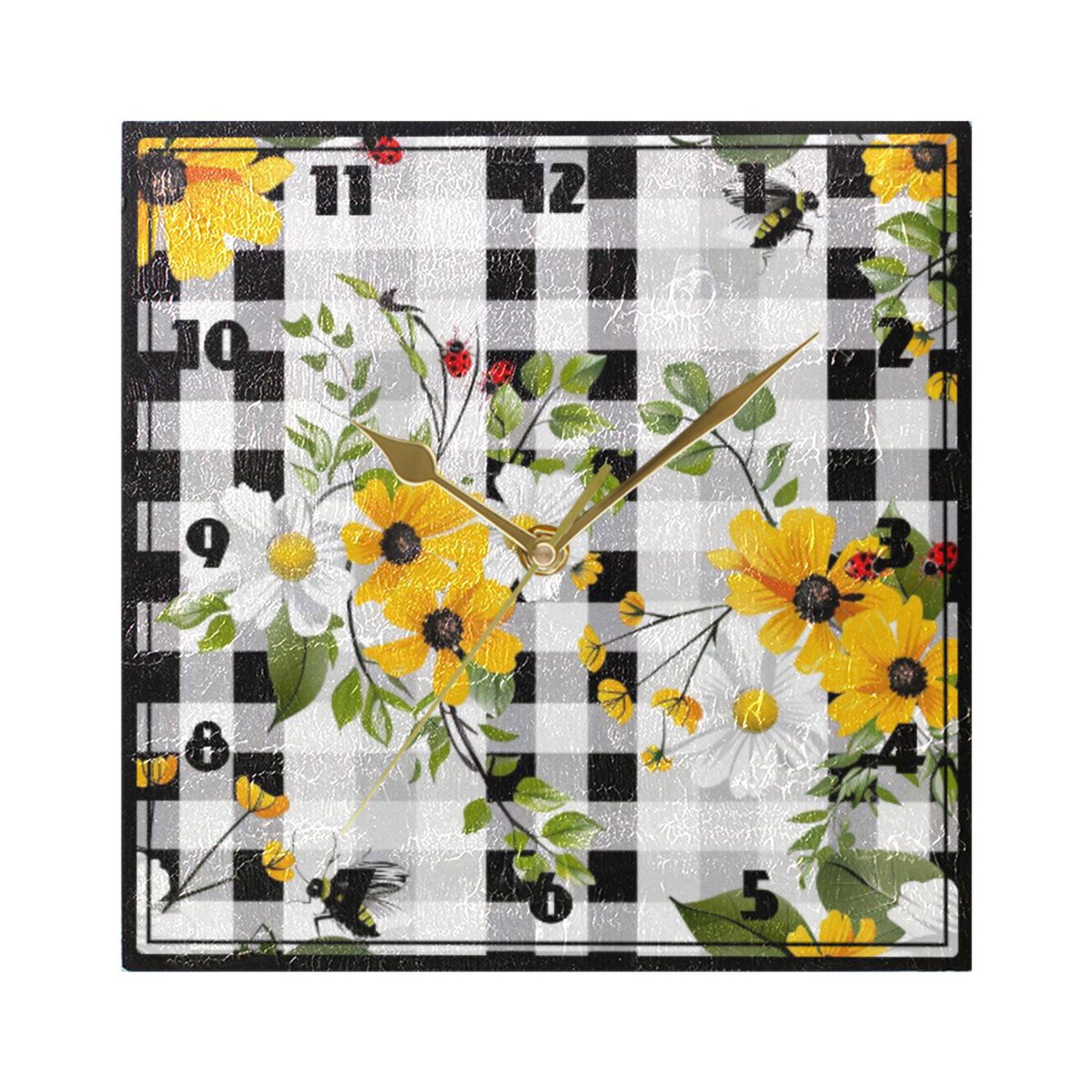 Daisy with Insects Wall Clock 7.78" Non-Ticking Silent Battery Operated ...