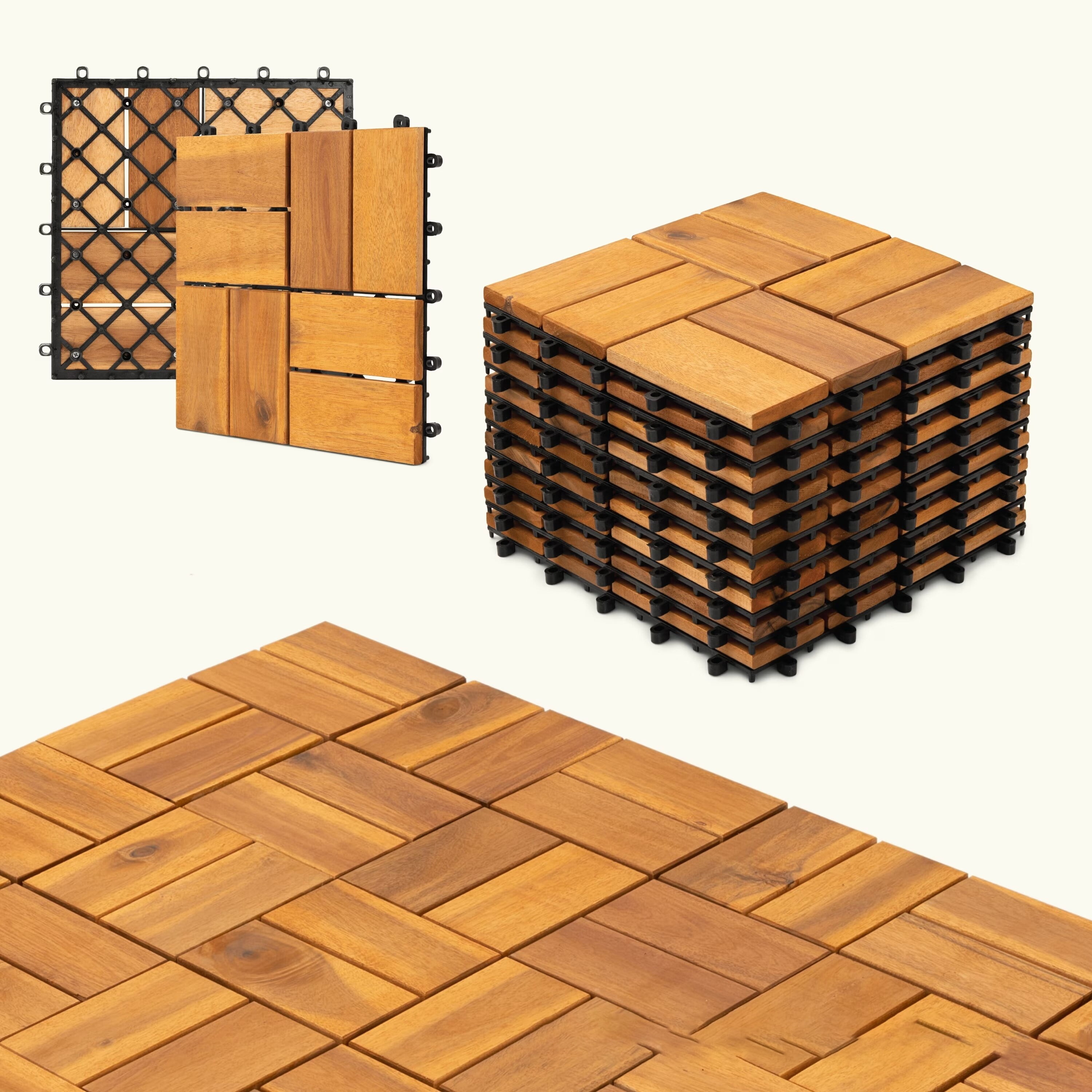 DaisyPudding 10pcs Interlocking Deck Tiles, Outdoor Patio Flooring, 11. ...