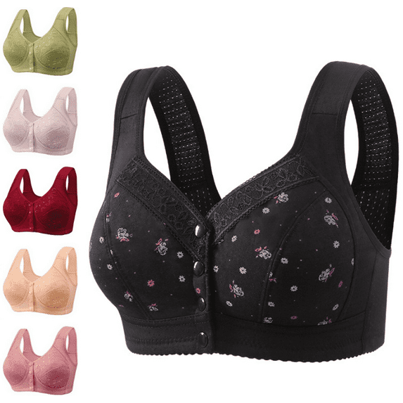 Daisyy Bras for Women Snap Closing Comfortable Wireless Beach Seniors ...