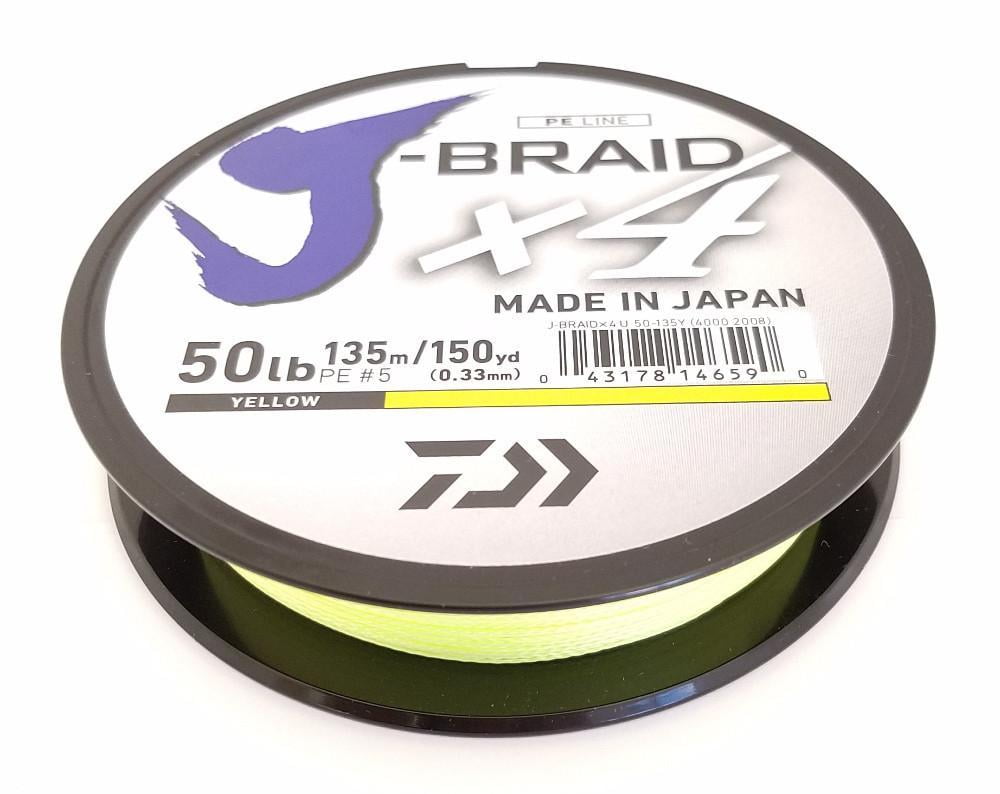 Daiwa J Braid 4 Weave Braided Line 80lb 150yd Yellow JB4U80-150FY ...