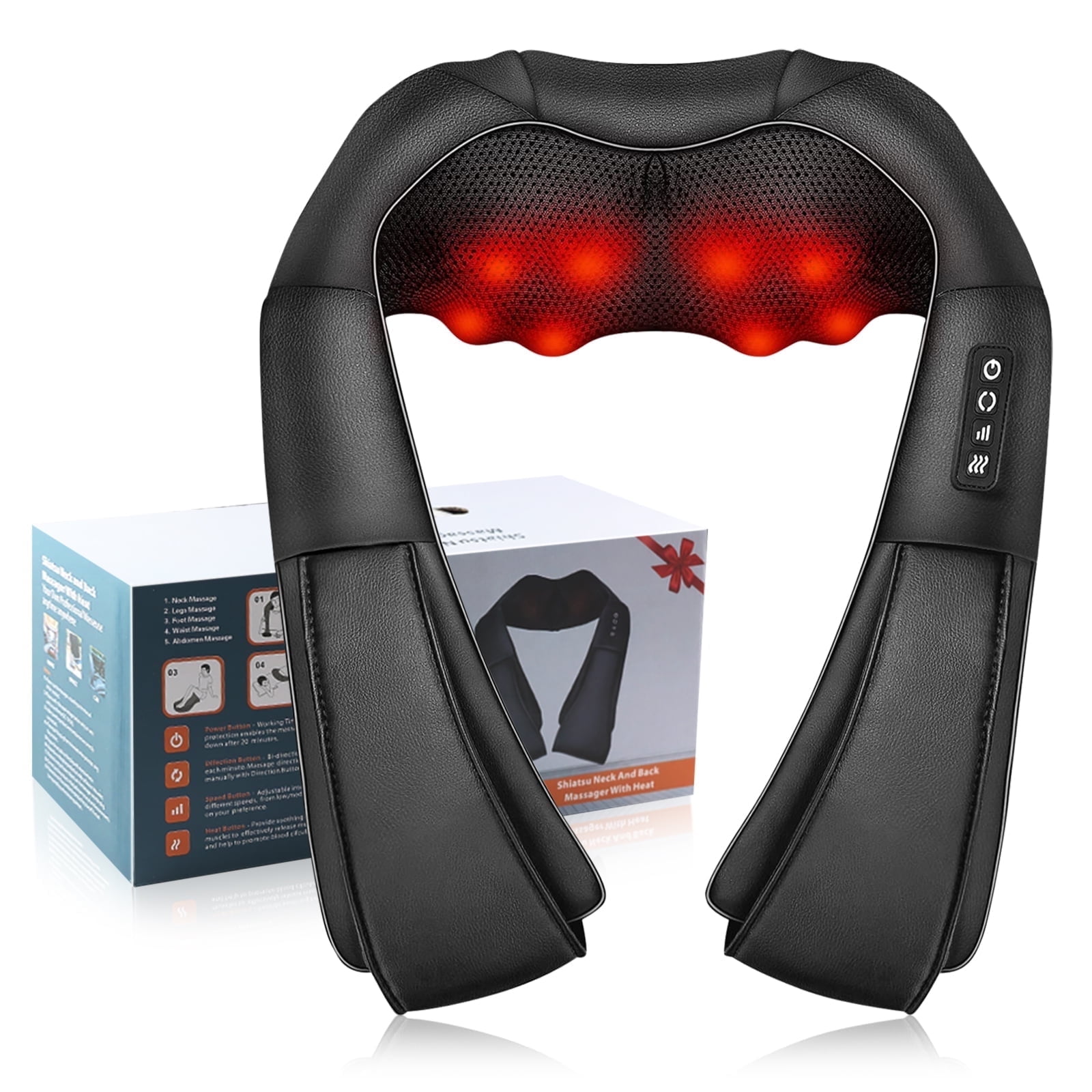 Daiwelon Back and Neck Massager With Heat, Shiatsu Massager Deep Tissue ...
