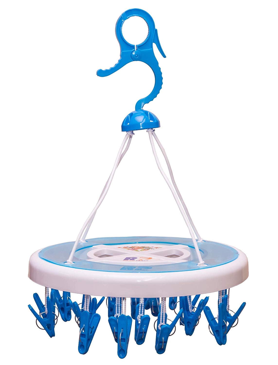 Daiwik Plastic Round DLX Spring Hook Cloth Drying Stand Hanger with 24 ...