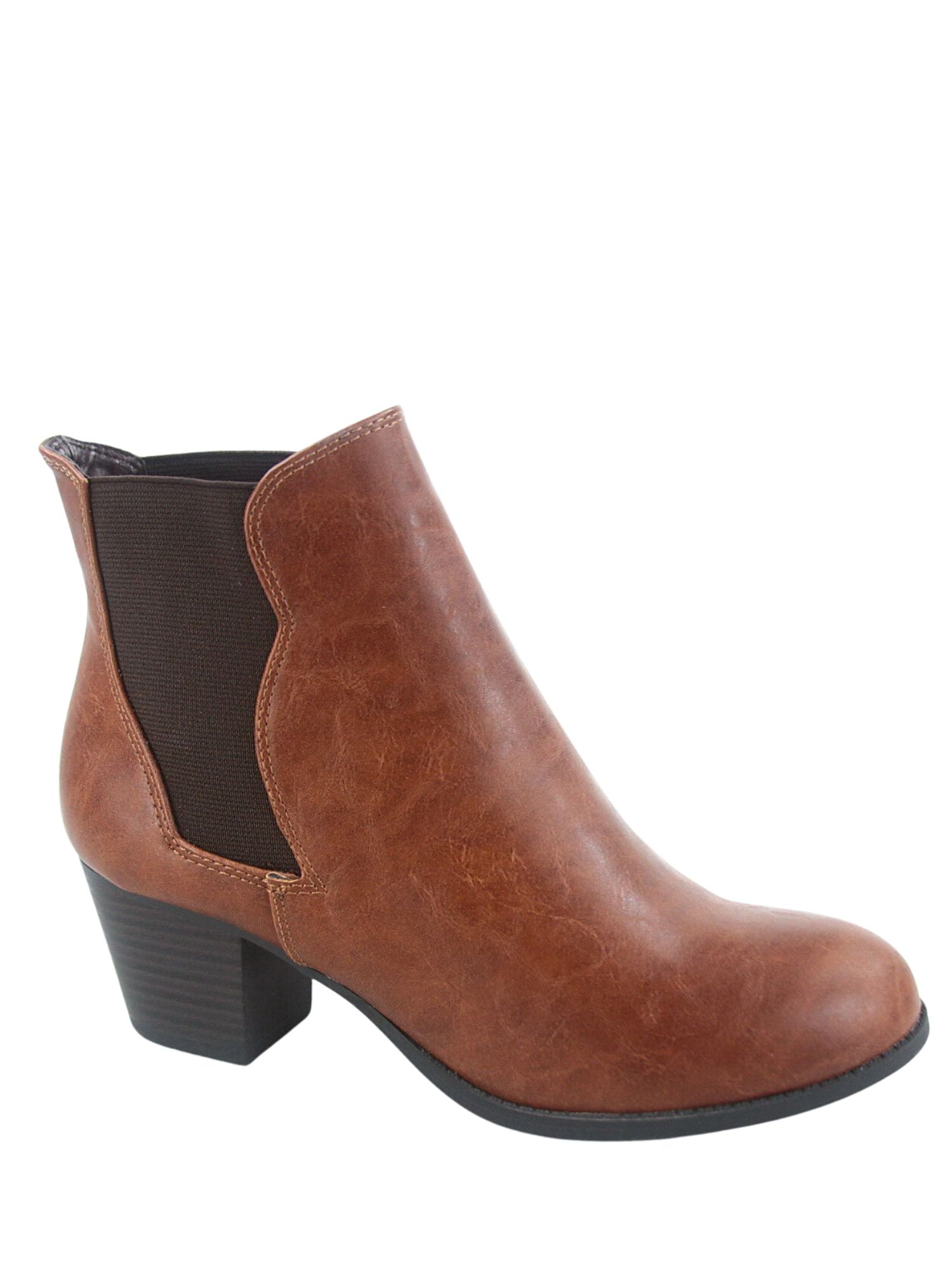 Daizo Women's Chunky Heel Elastic Western Almond Toe Ankle Booties ...