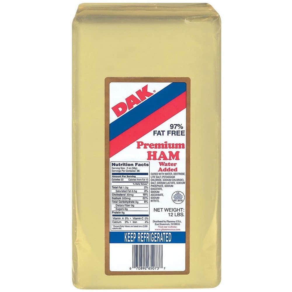 Dak Premium 97 Percent Fat Free Water Added Deli Ham, 12 Pound - 2 per ...