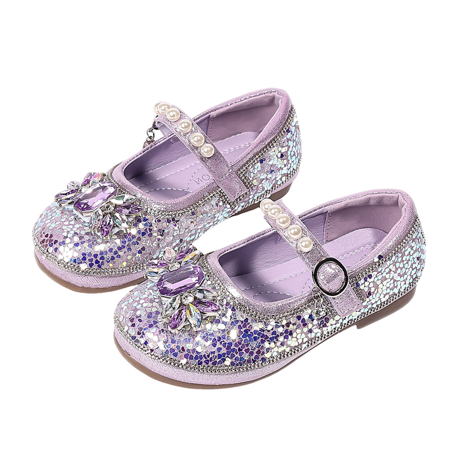 Dakaela 3-11Y Toddler Girl's Dress Shoes Sequin Rhinestone Flower Girl ...