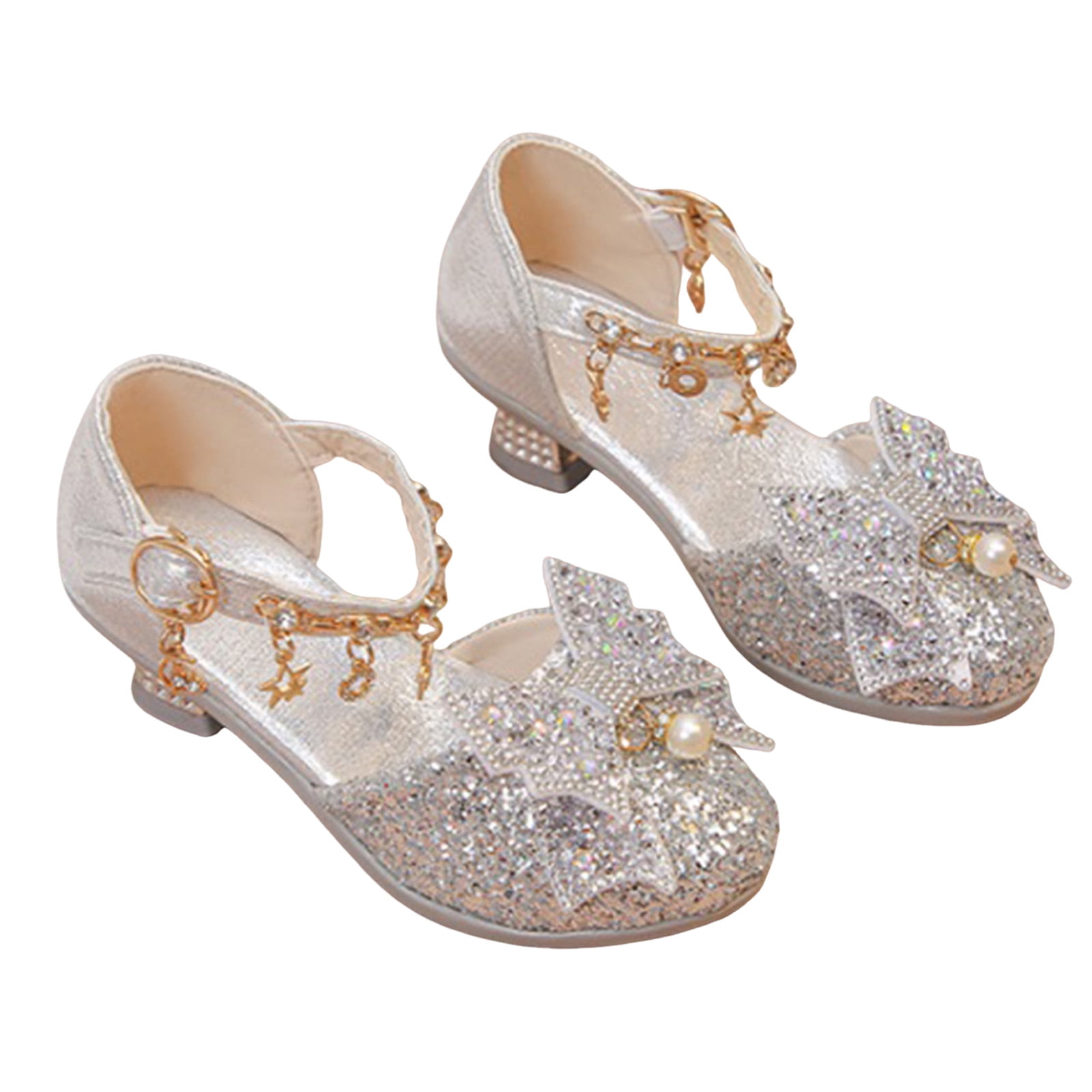 Dakaela 3-12Y Girls Dress Pumps Glitter Sequins Princess Low Heels ...