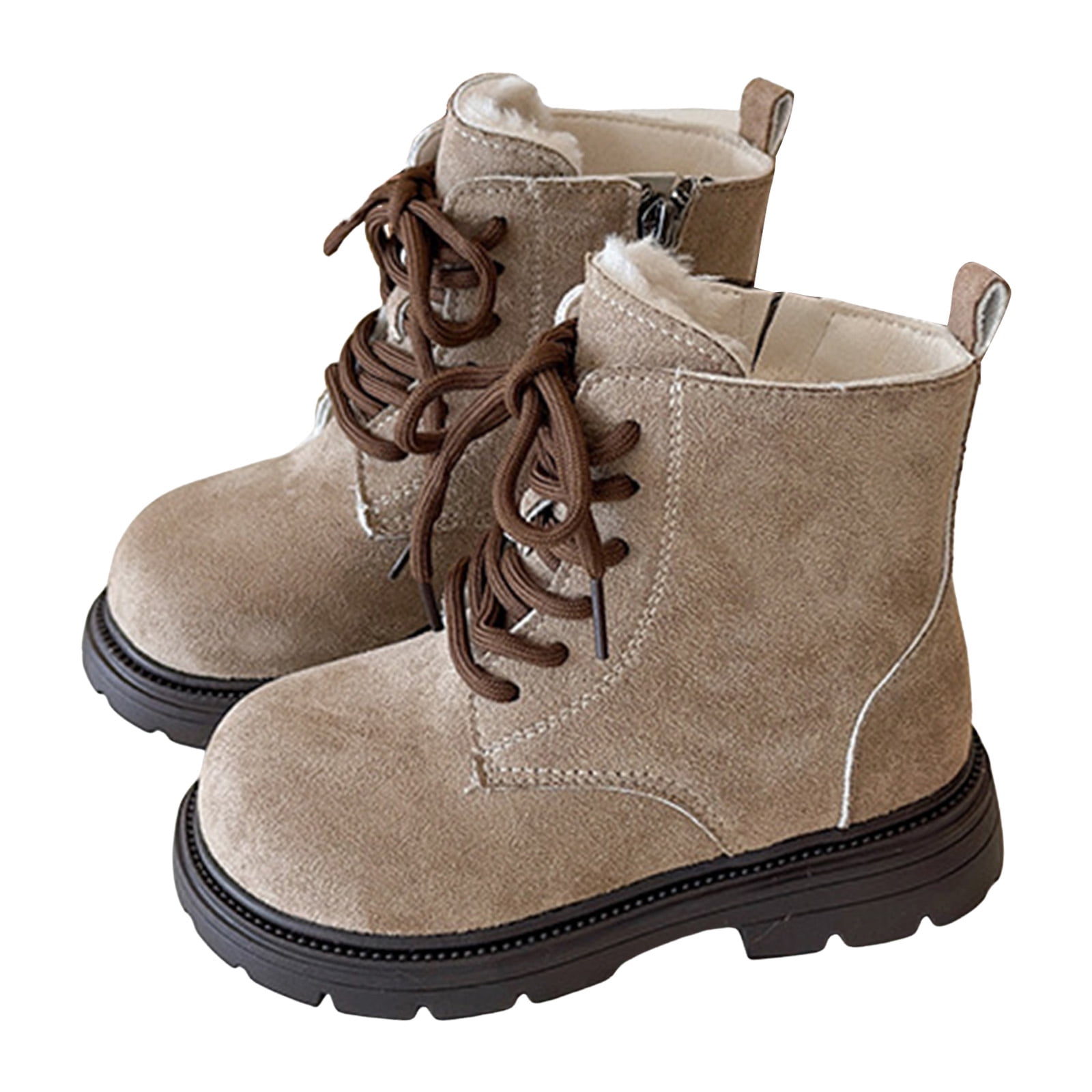 Dakaela 3-12Y Toddler Boys Girls Work Boots Suede Furry Lined Combat ...