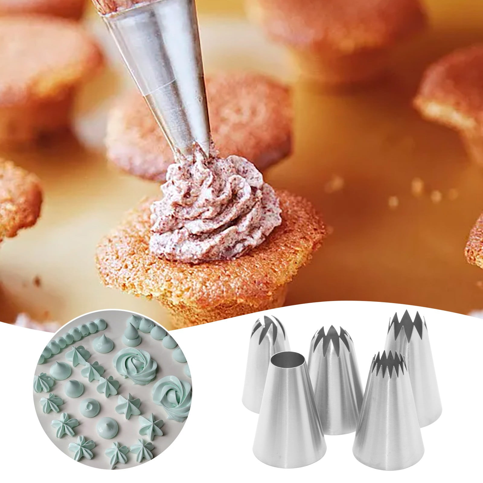 Dakaela 5PCS Large Piping Tips Set Stainless Steel Cake Decorating Tips ...