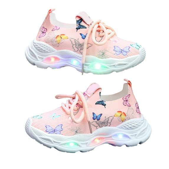 Dakaela 6M-9Y Toddler Girls Light up Shoes Little Kids Butterfly Led Flashing Running Sneakers ...
