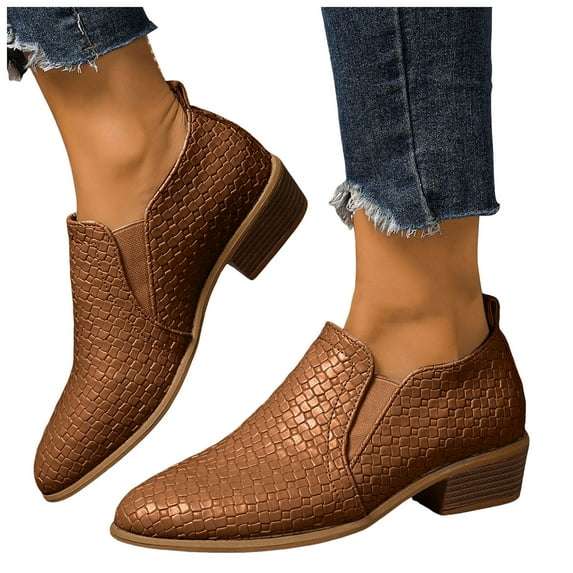 Dakaela Ankle Boots for Women Chunky Low Heel Western Chelsea Dress ...