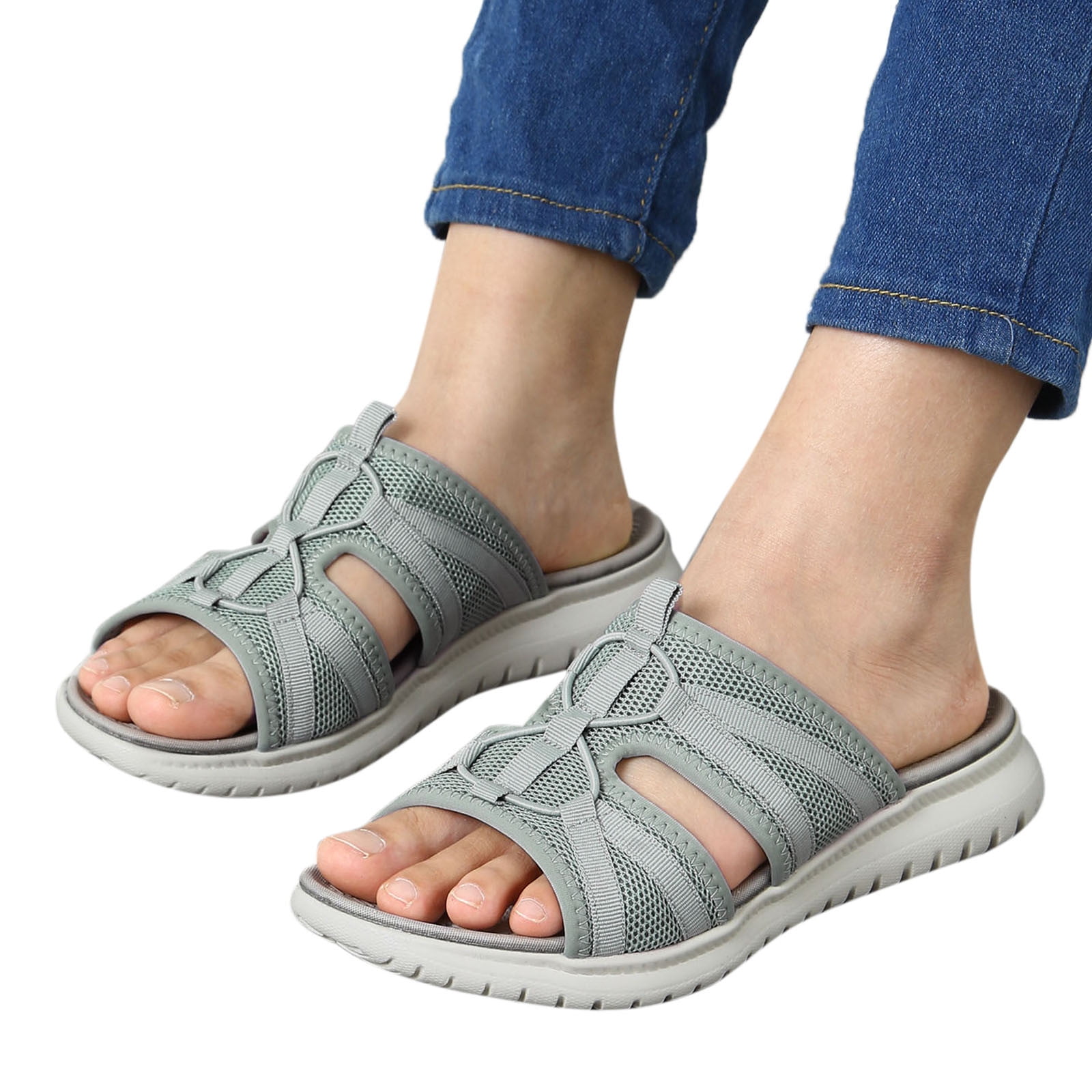 Dakaela Arch Support Slide Sandals for Women 2025 Mesh Athletic Walking ...