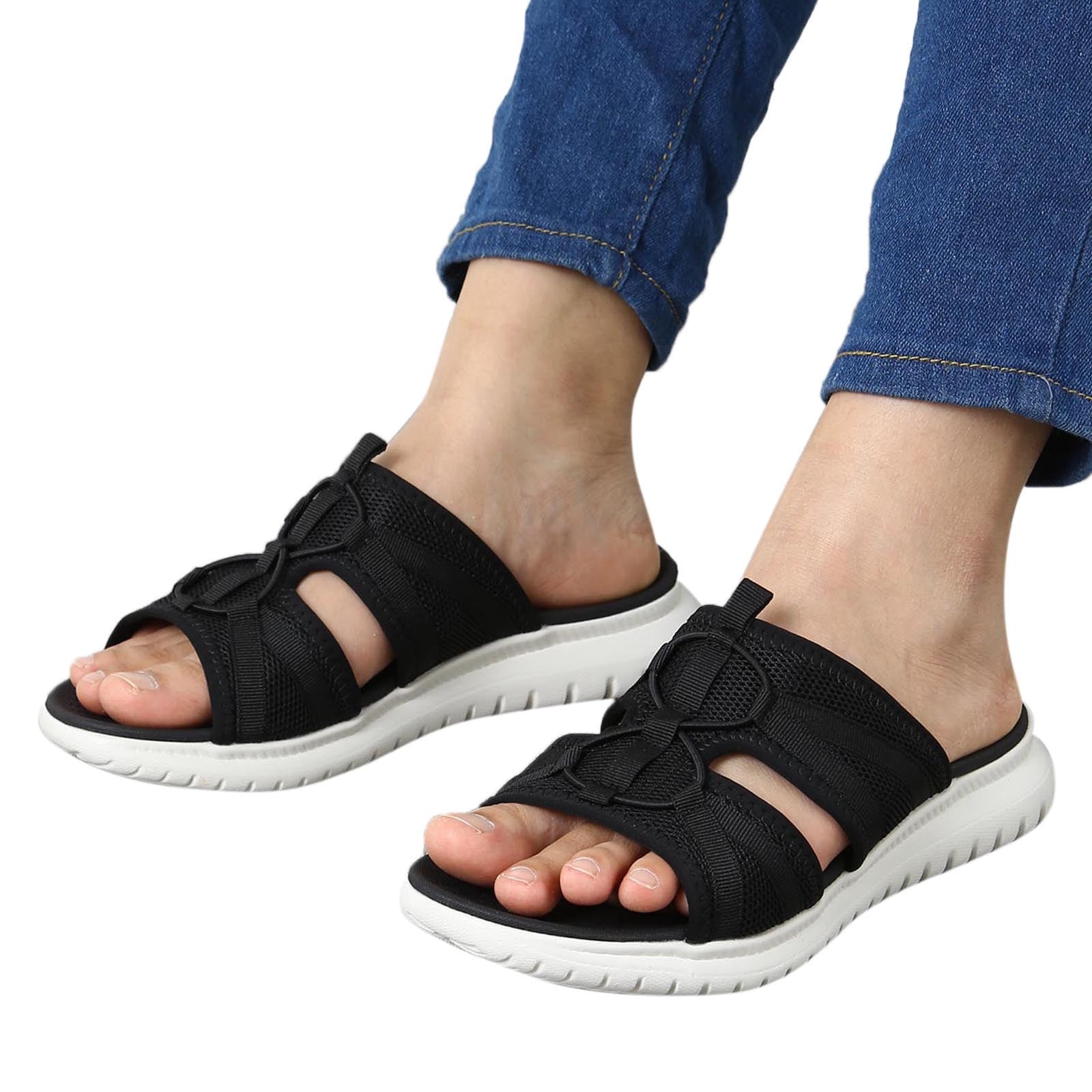 Dakaela Arch Support Slide Sandals for Women 2025 Mesh Athletic Walking ...