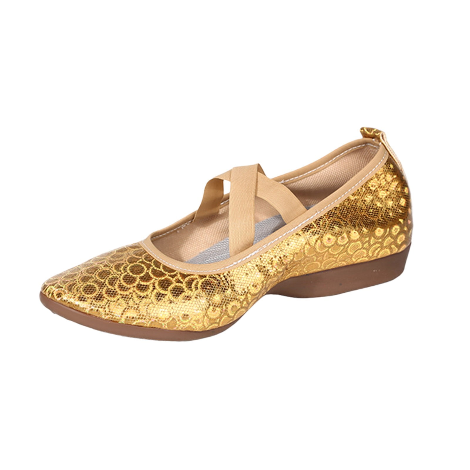 Dakaela Ballet Dance Shoes for Women Leather Glitter Latin Salsa Flats ...