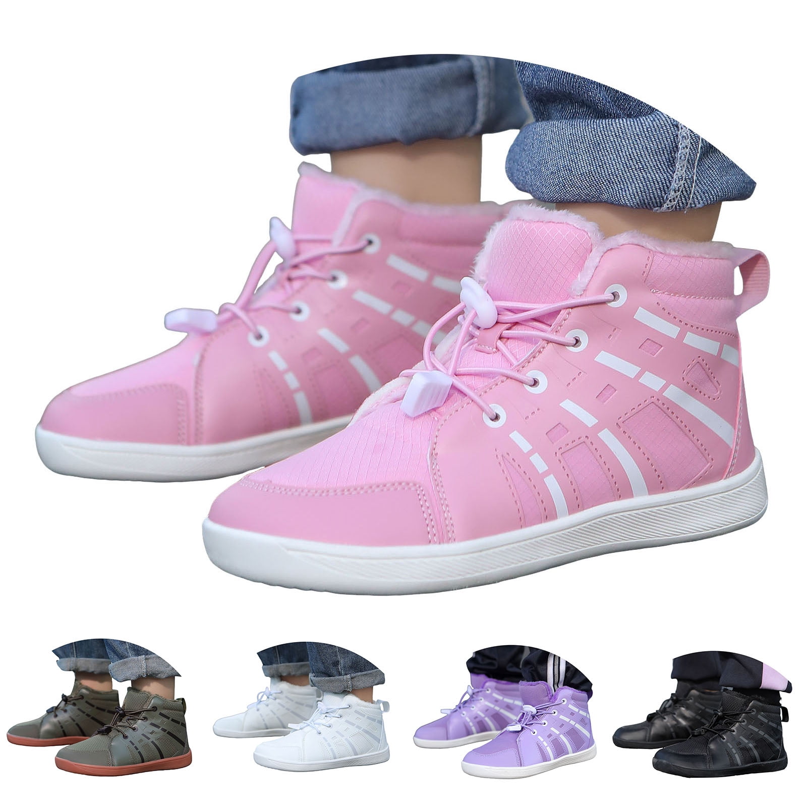 Dakaela Boys Girls Snow Boots Winter Fleece Lined Slip on Booties Kids ...