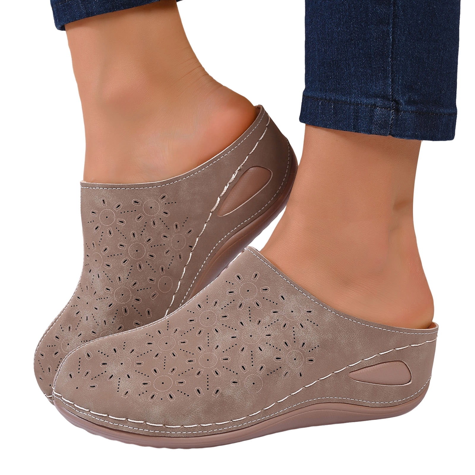 Dakaela Clogs for Women Arch Support Wedge Mules Shoes Hollow out ...