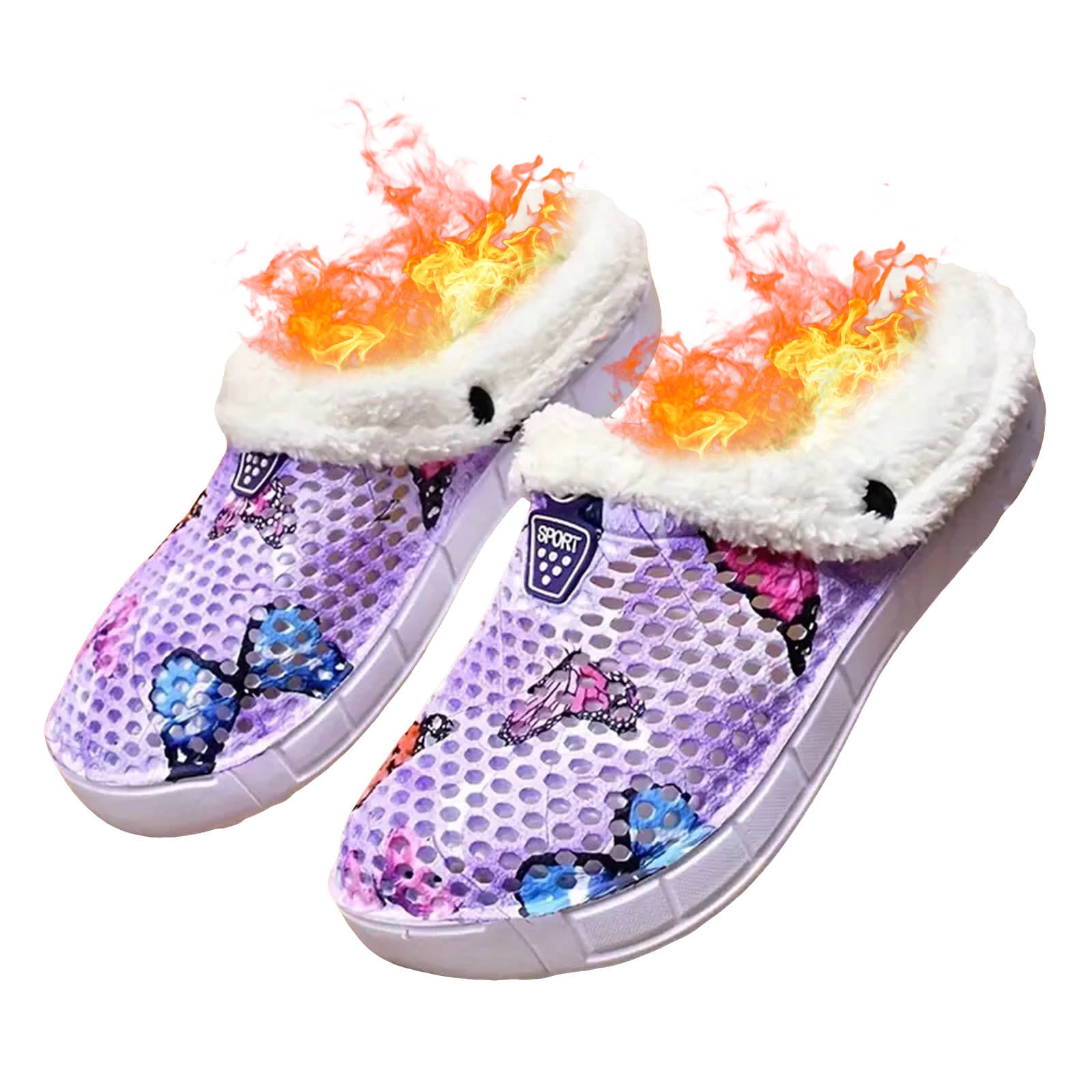 Dakaela Clogs for Women Men Winter Fleece Lining Slip on Mules Sandals ...