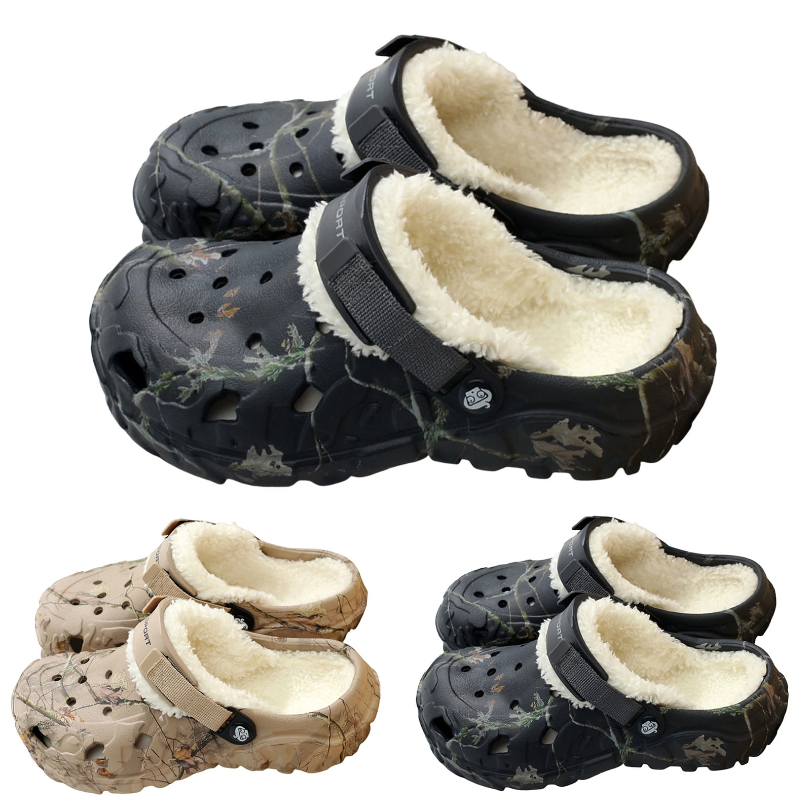 Dakaela Clogs for Women Men Winter Fleece Lining Warm Slip on Sandals ...