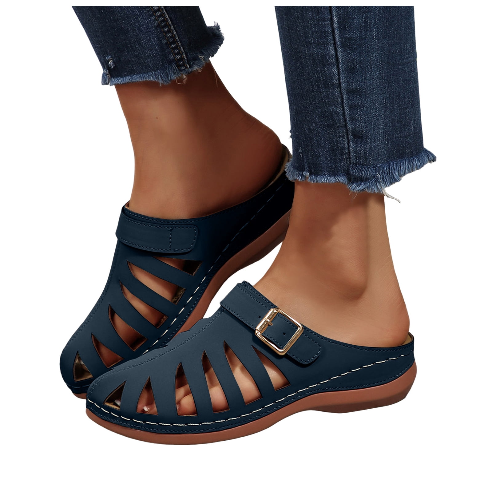 Dakaela Clogs for Women Mules Shoes Slip on Closed Toe Orthopedic Wedge ...