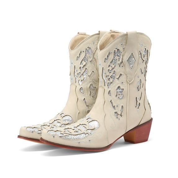 Dakaela Cowboy Boots for Women Embroidered Western Cowgirl Booties ...