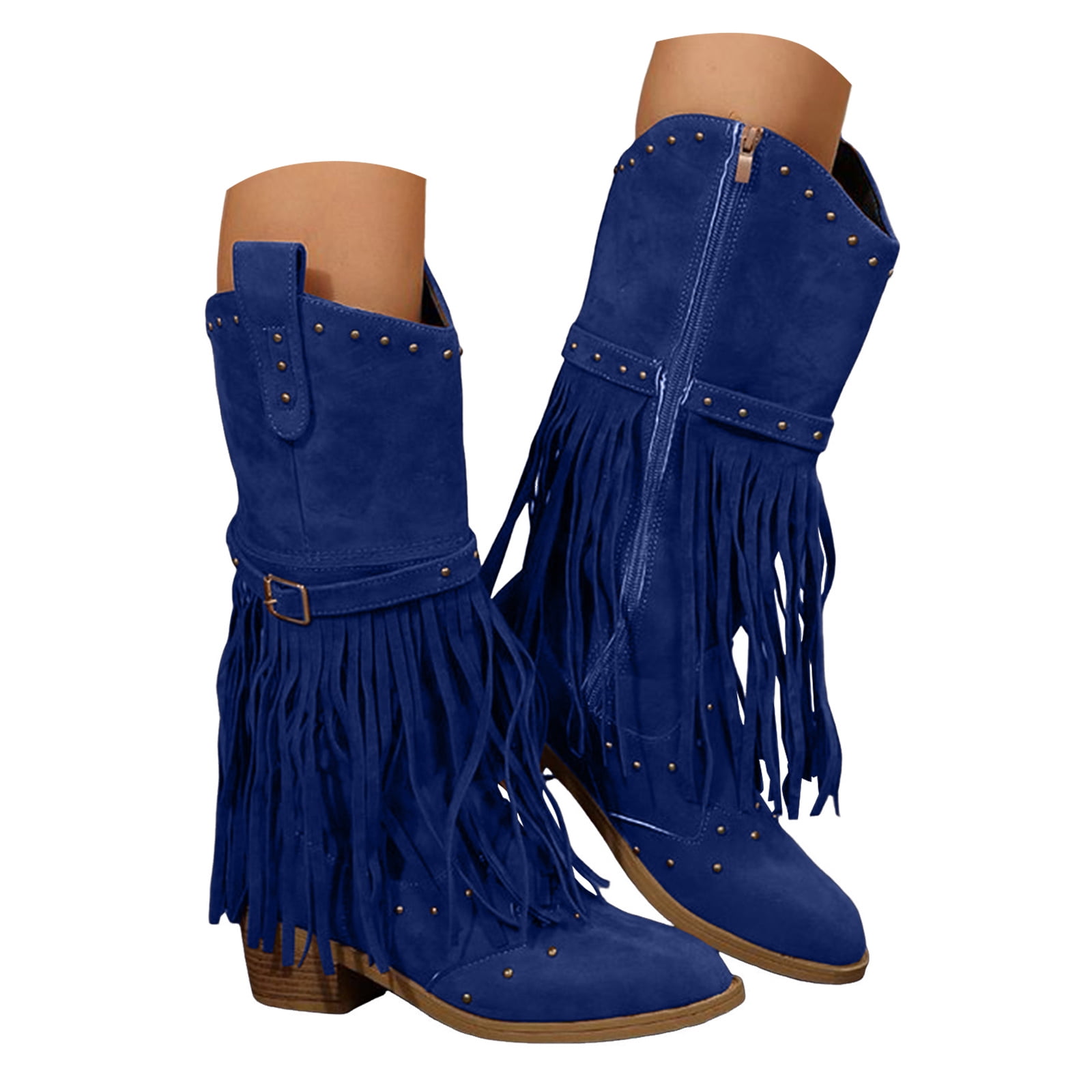 Dakaela Cowboy Boots for Women Fringe Tassel Knee High Cowgirl Boot ...
