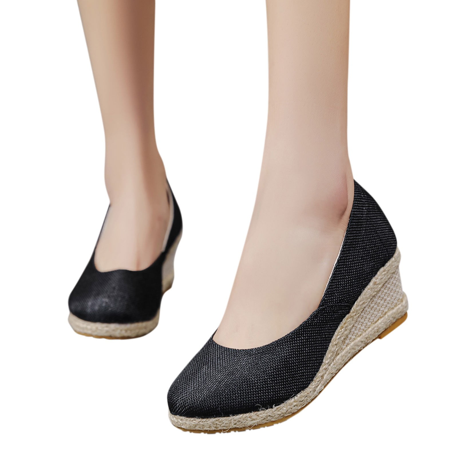 Dakaela Espadrilles Wedge Slip on Shoes for Women Canvas Platform Dress ...