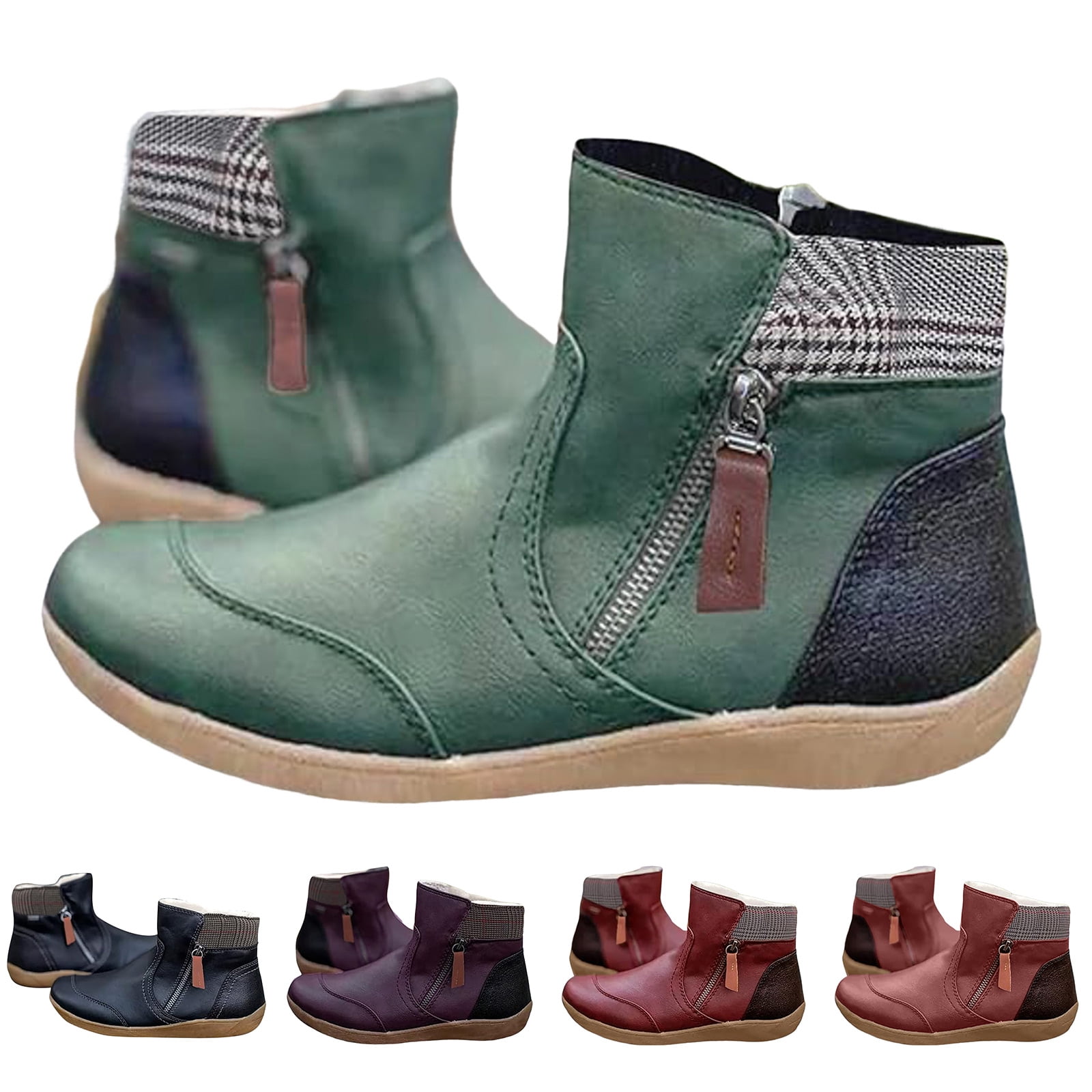 Dakaela Fall Ankle Boots for Women No Heel 2025 Slip on Flat Booties ...