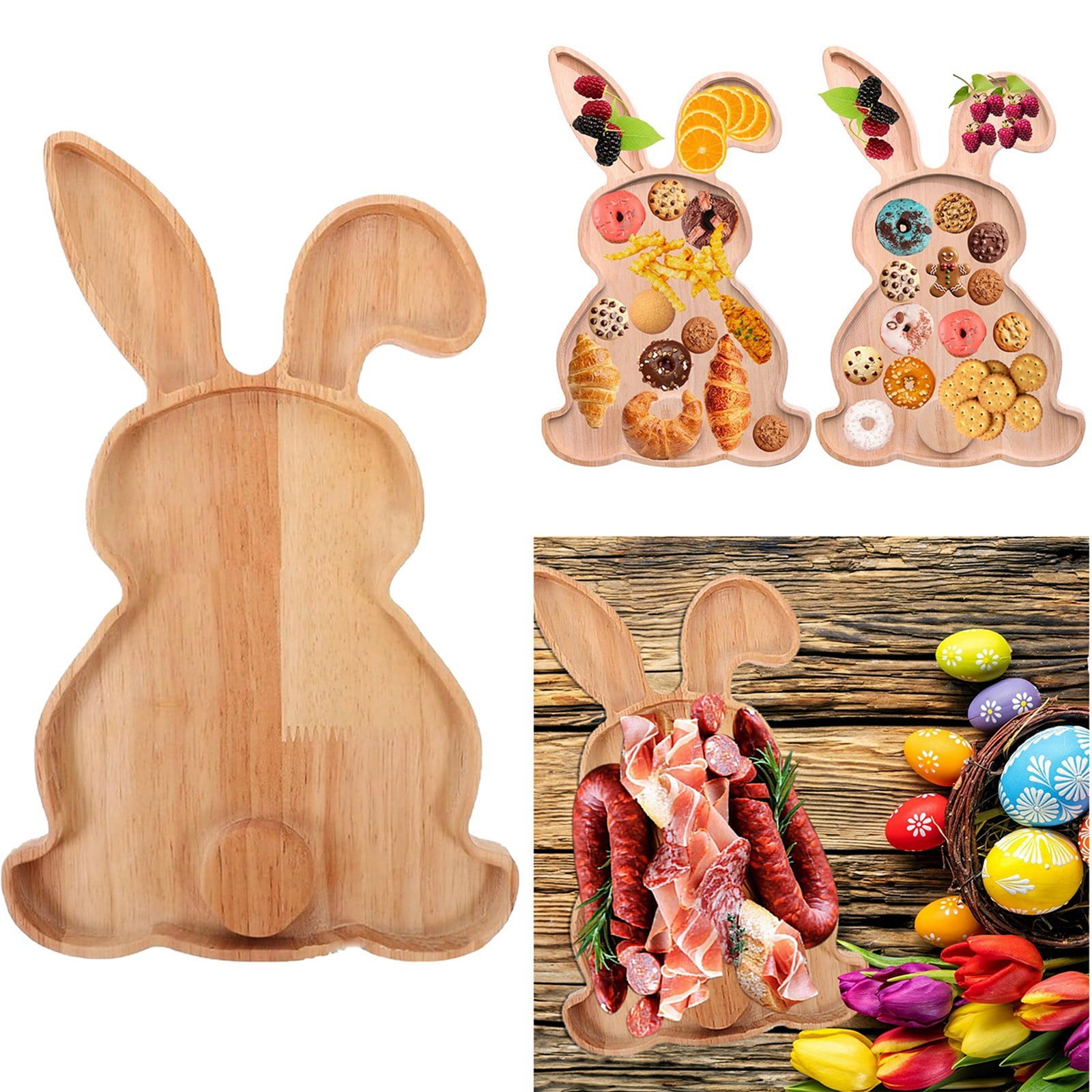 Dakaela Farmhouse Bunny Serving Trays， Nesting Rabbit Shaped Wooden ...